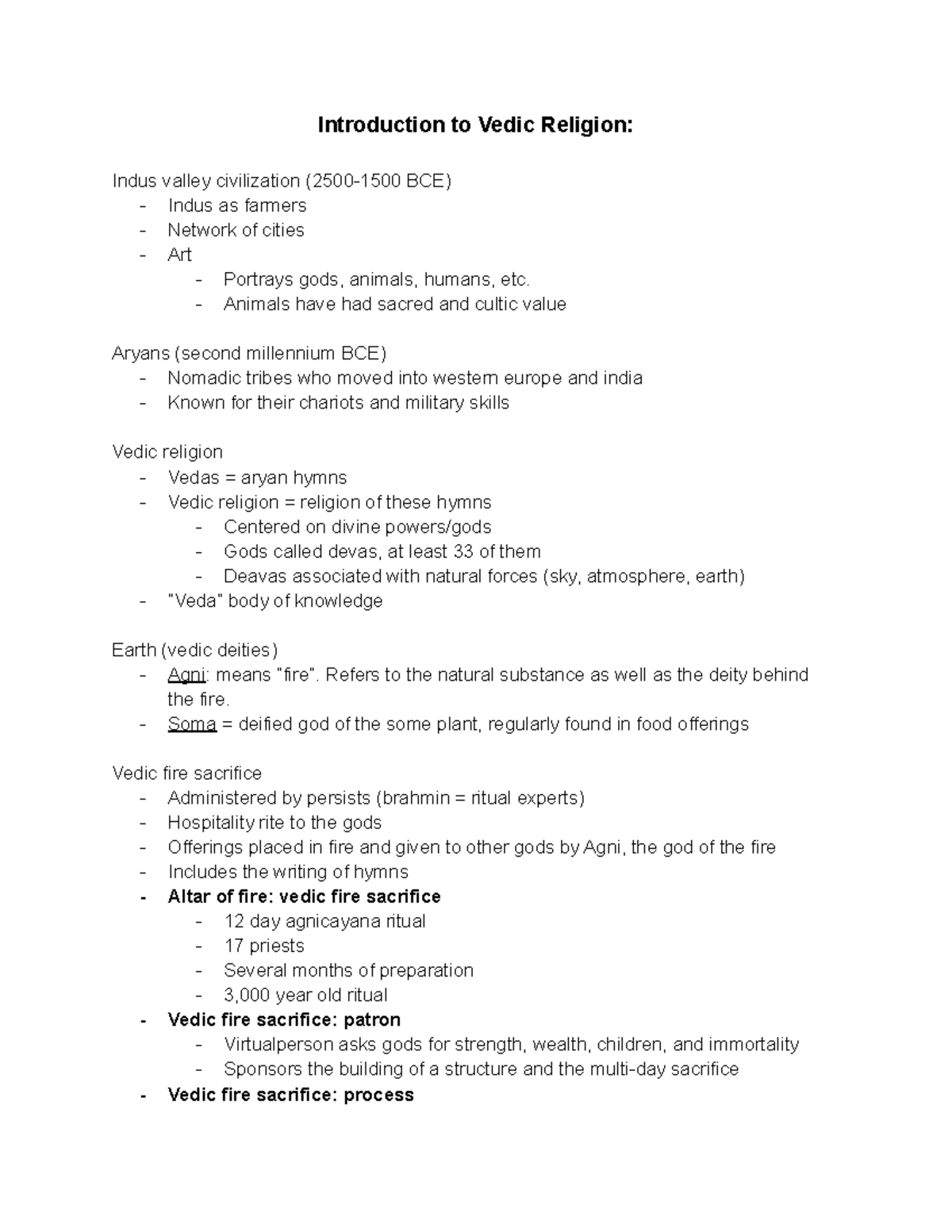 THEO 107 notes 10 4 - introduction to Vedic religion - Introduction to ...