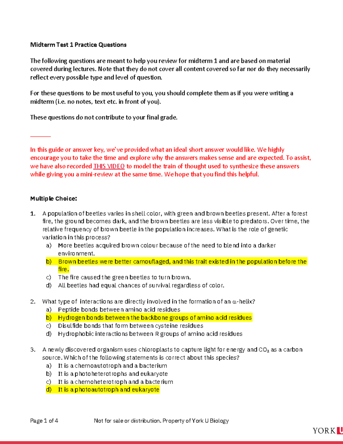 BIO 1000 Practice questions F24 Final KEY - Midterm Test 1 Practice ...