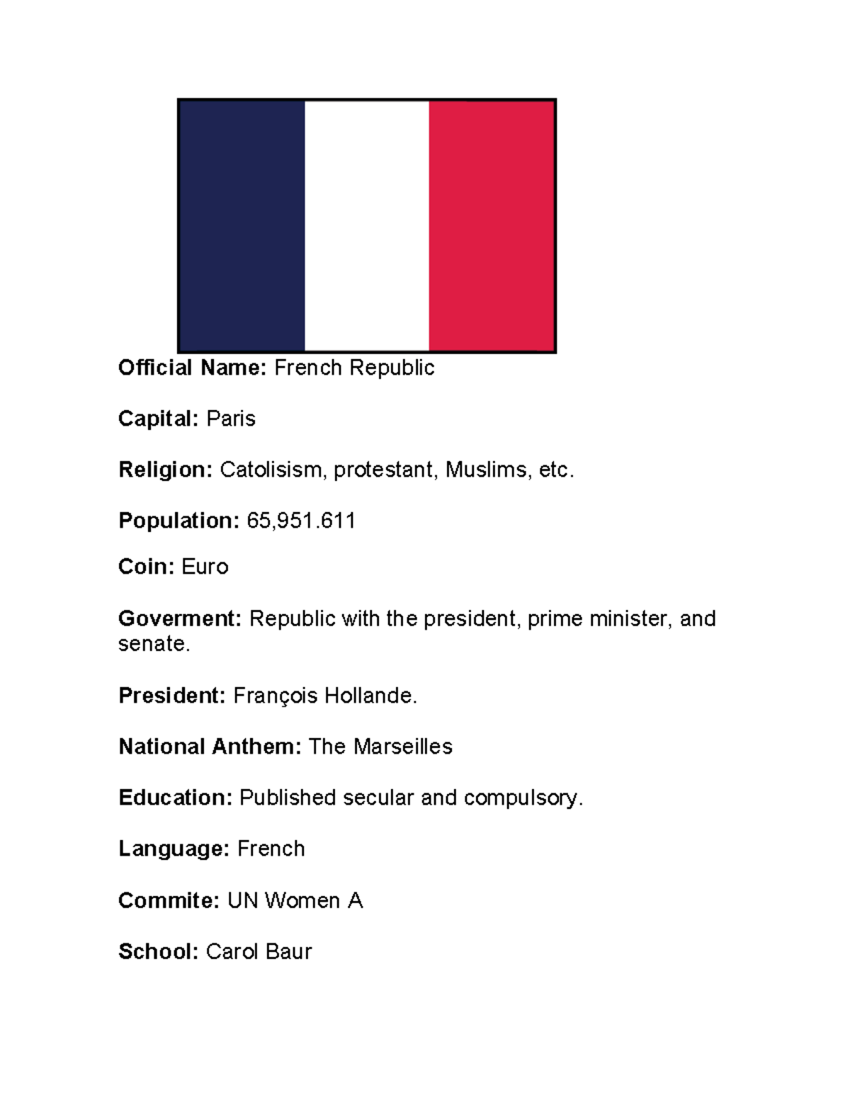 Position Paper-France - Official Name: French Republic Capital: Paris ...