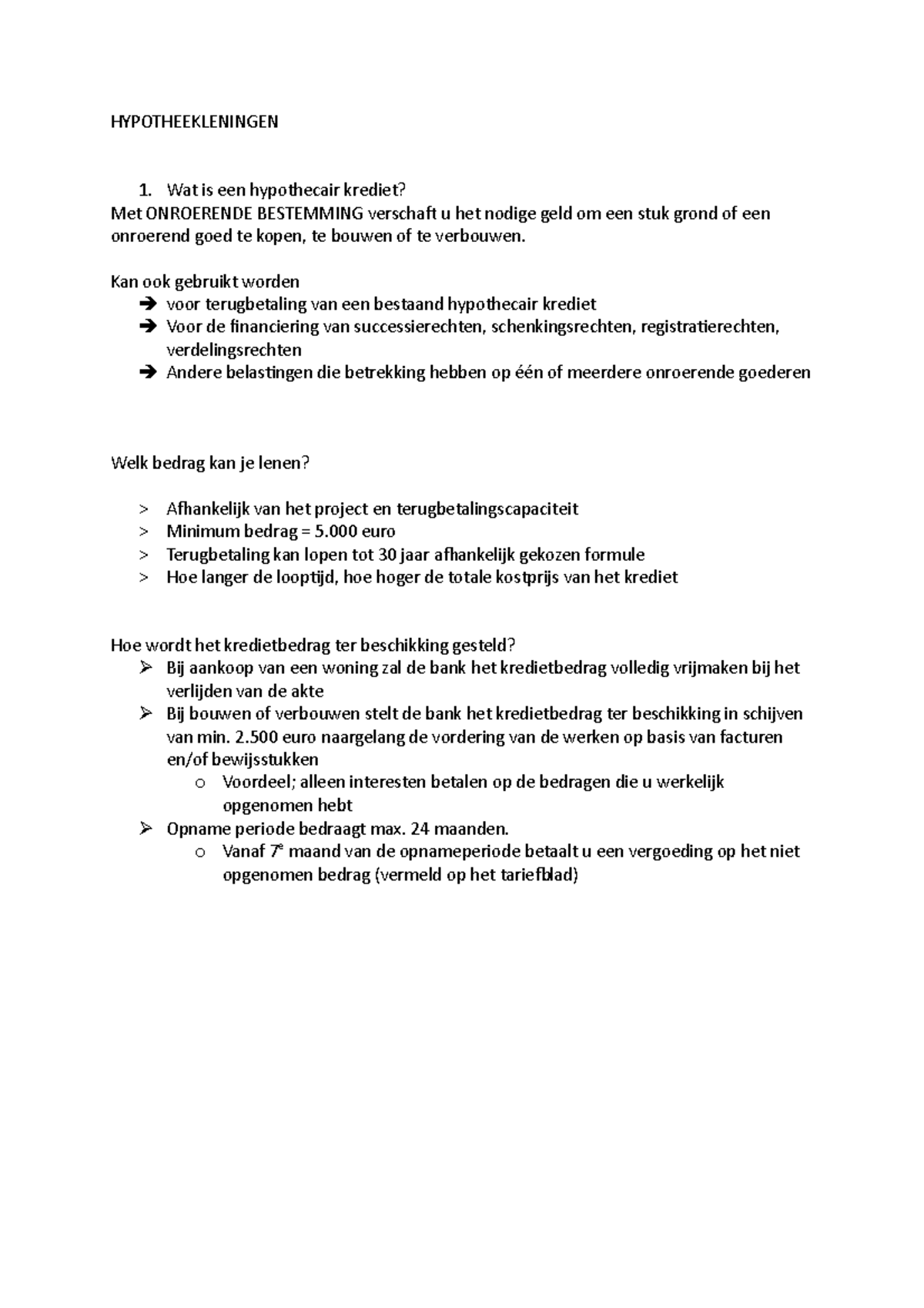 Samenvatting hypotheeklening - HYPOTHEEKLENINGEN Wat is een hypothecair ...