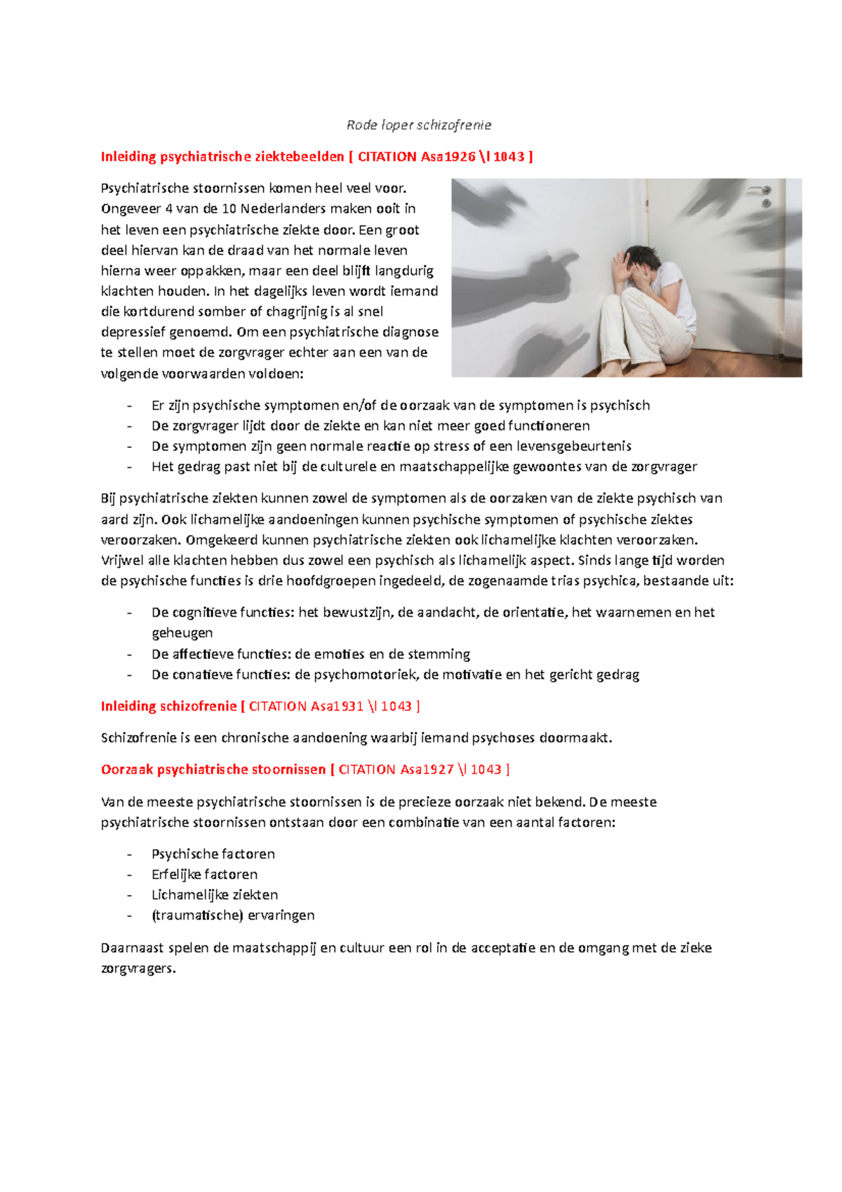 Rode loper schizofrenie - Rode loper schizofrenie Inleiding ...