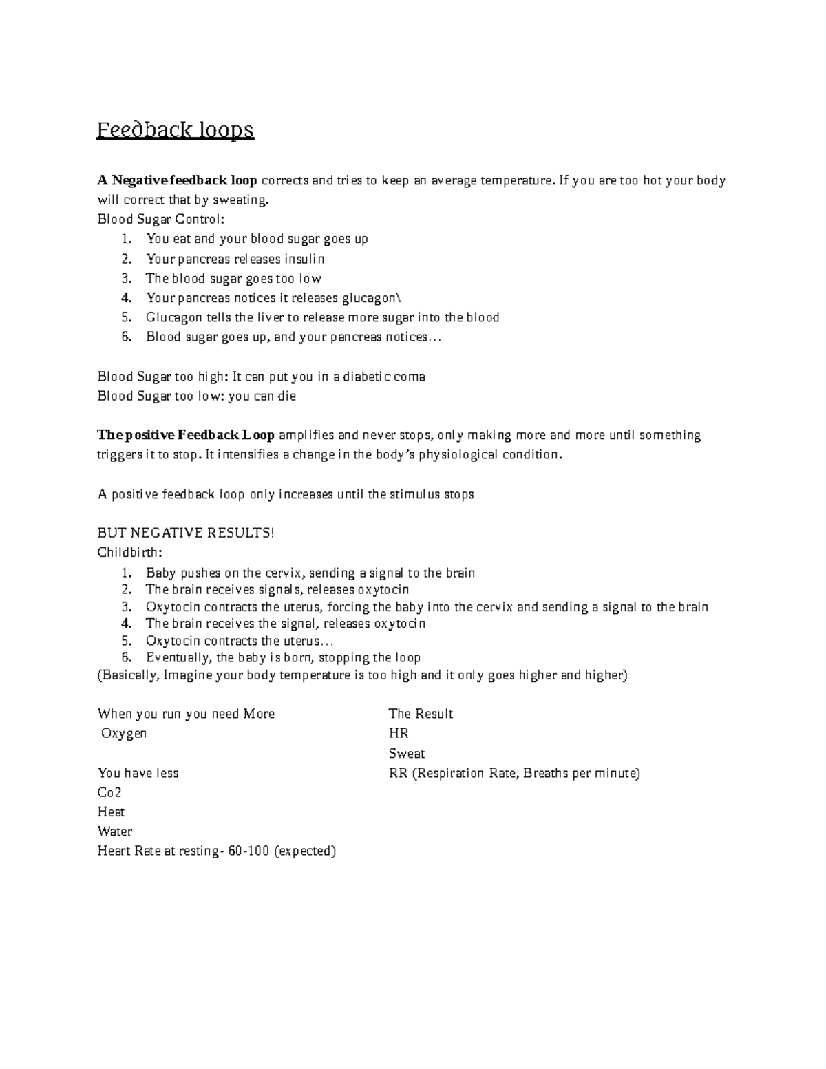 Biology Honors Homeostasis - Feedback loops A Negative feedback loop ...