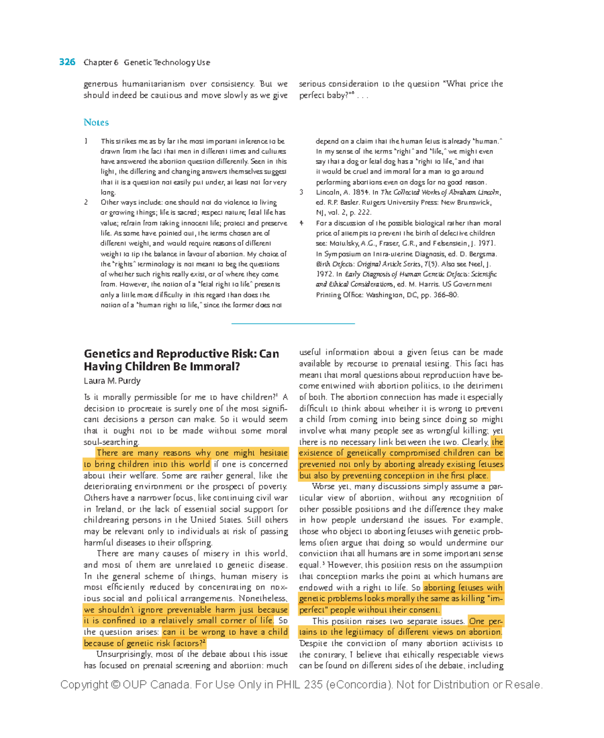 Lesson 8 theological - 326 Chapter 6 Genetic Technology Use generous humanitarianism over - Studocu