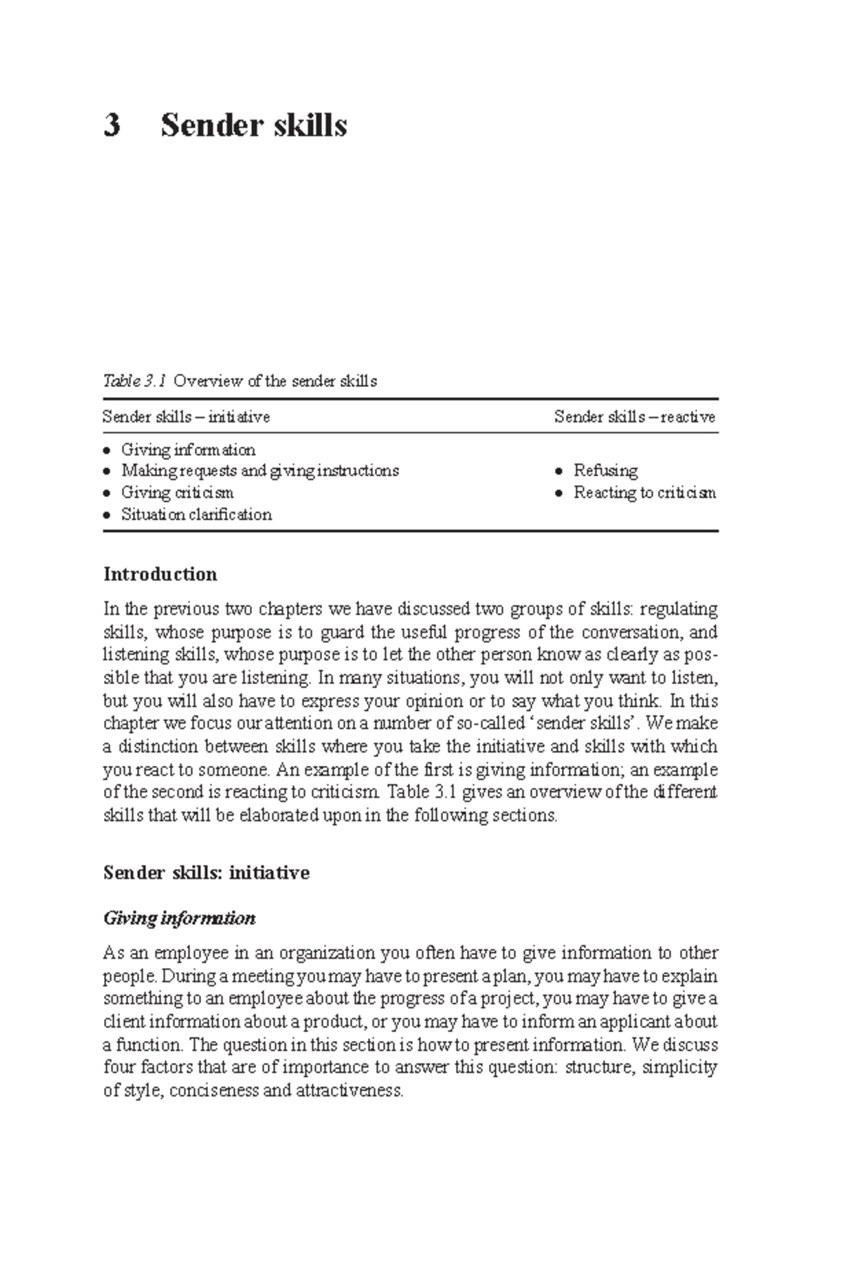 10 - Hoofdstuk 5 van het boek - 3 Sender skills Table 3 Overview of the ...