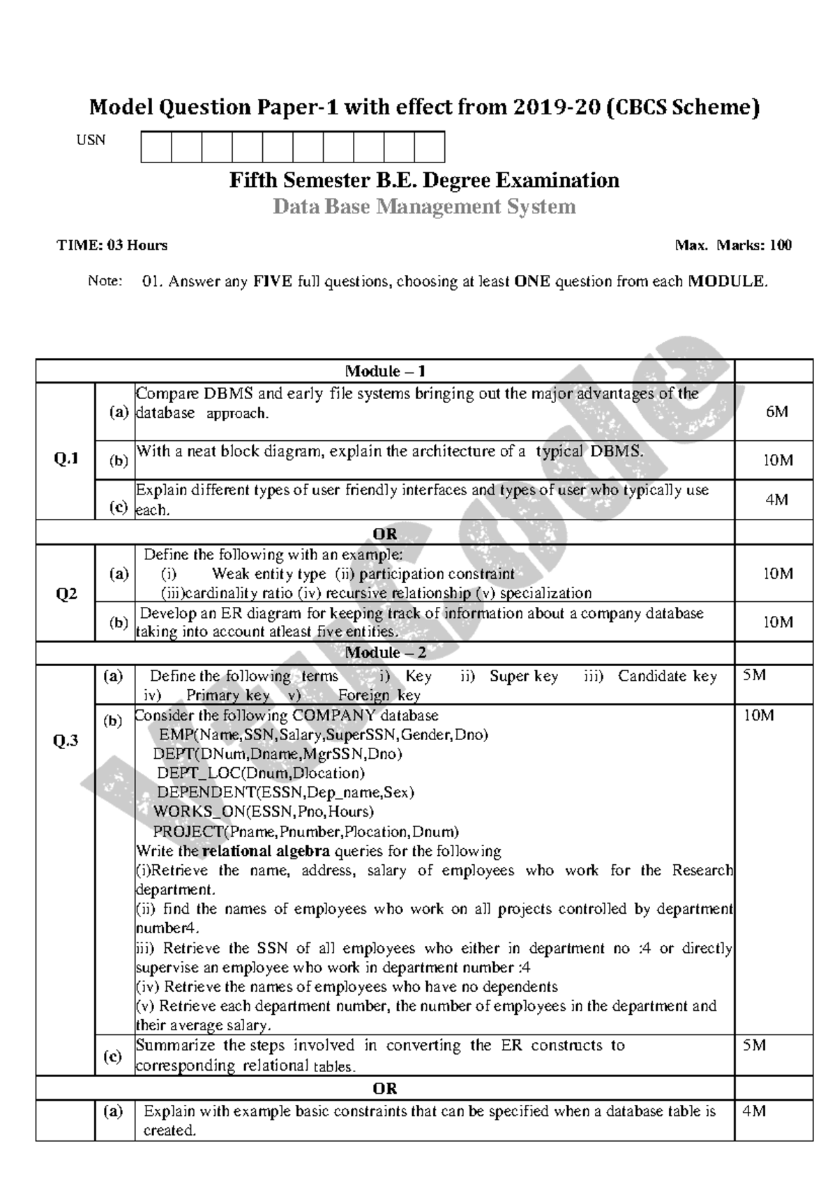 @vtucode - notes - 18CS Model Question Paper-1 with effect from 2019-20 ...