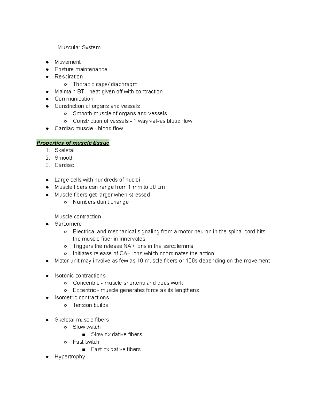 Muscular system function notes for human anatomy - Muscular System ...