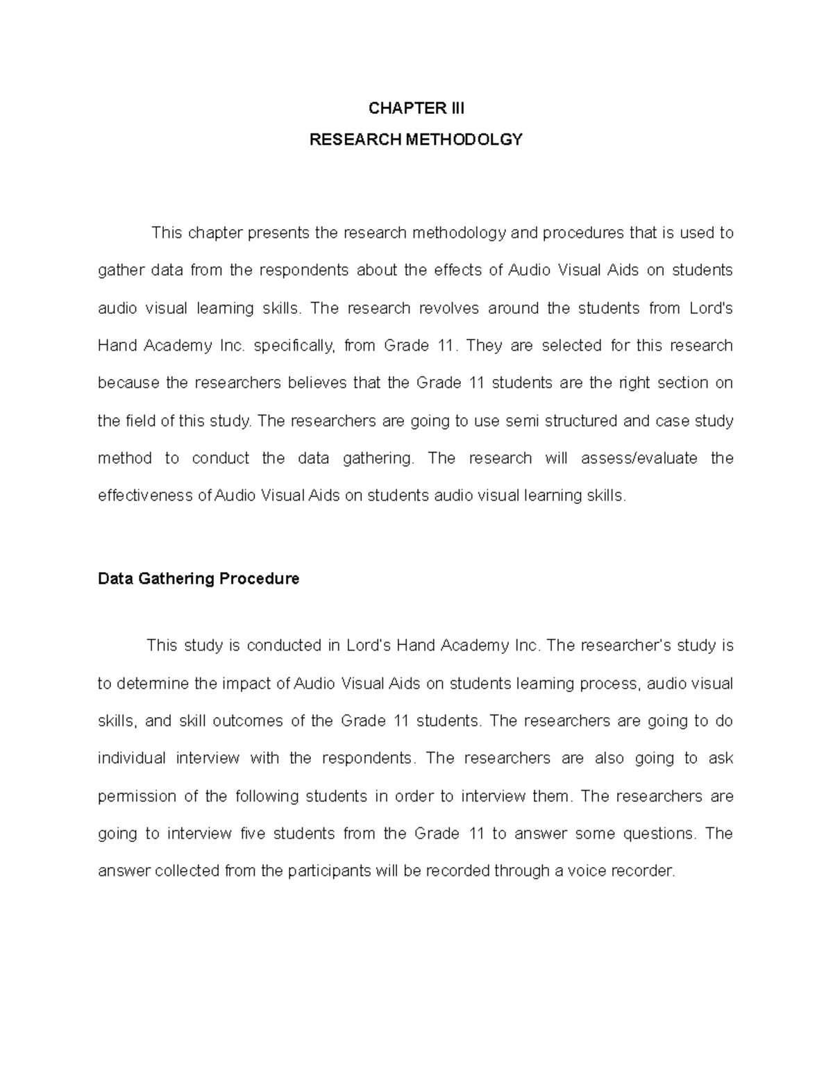 Chapter 3 - qweqweqweqw - CHAPTER III RESEARCH METHODOLGY This chapter ...