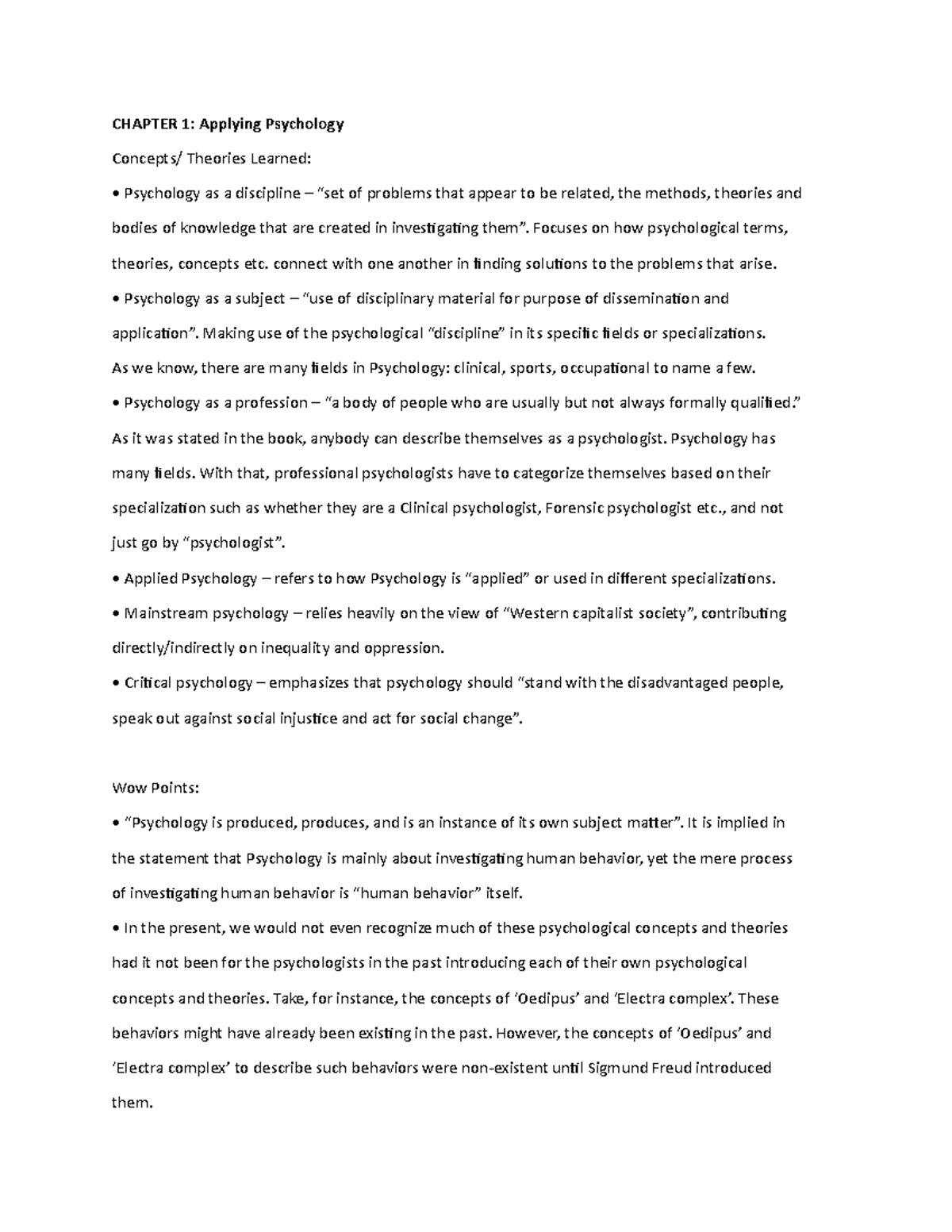 Applied Psychology Introduction - CHAPTER 1: Applying Psychology ...