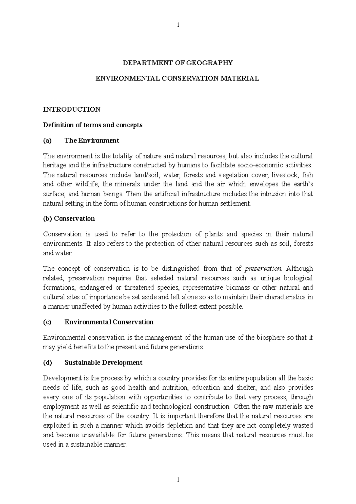 Environmental Conservation Material April 2019 - DEPARTMENT OF ...