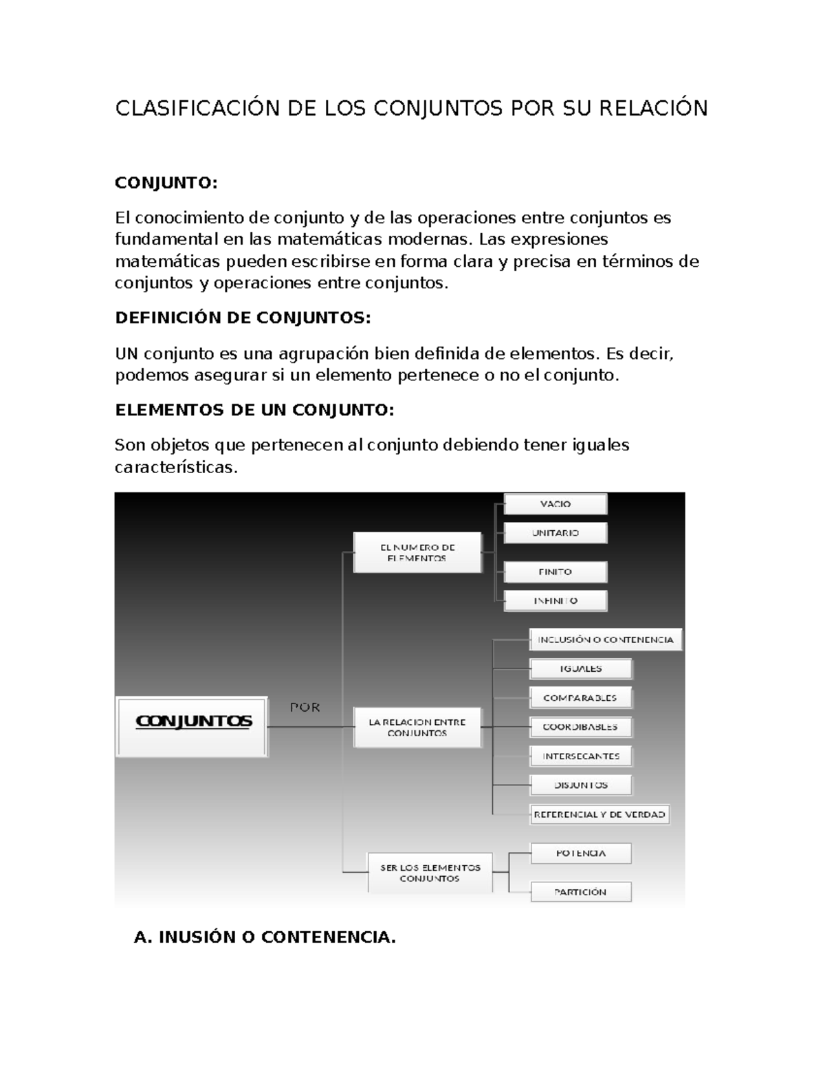 Clasificacion DE Conjuntos POR SU Relaci - CLASIFICACIÓN DE LOS ...
