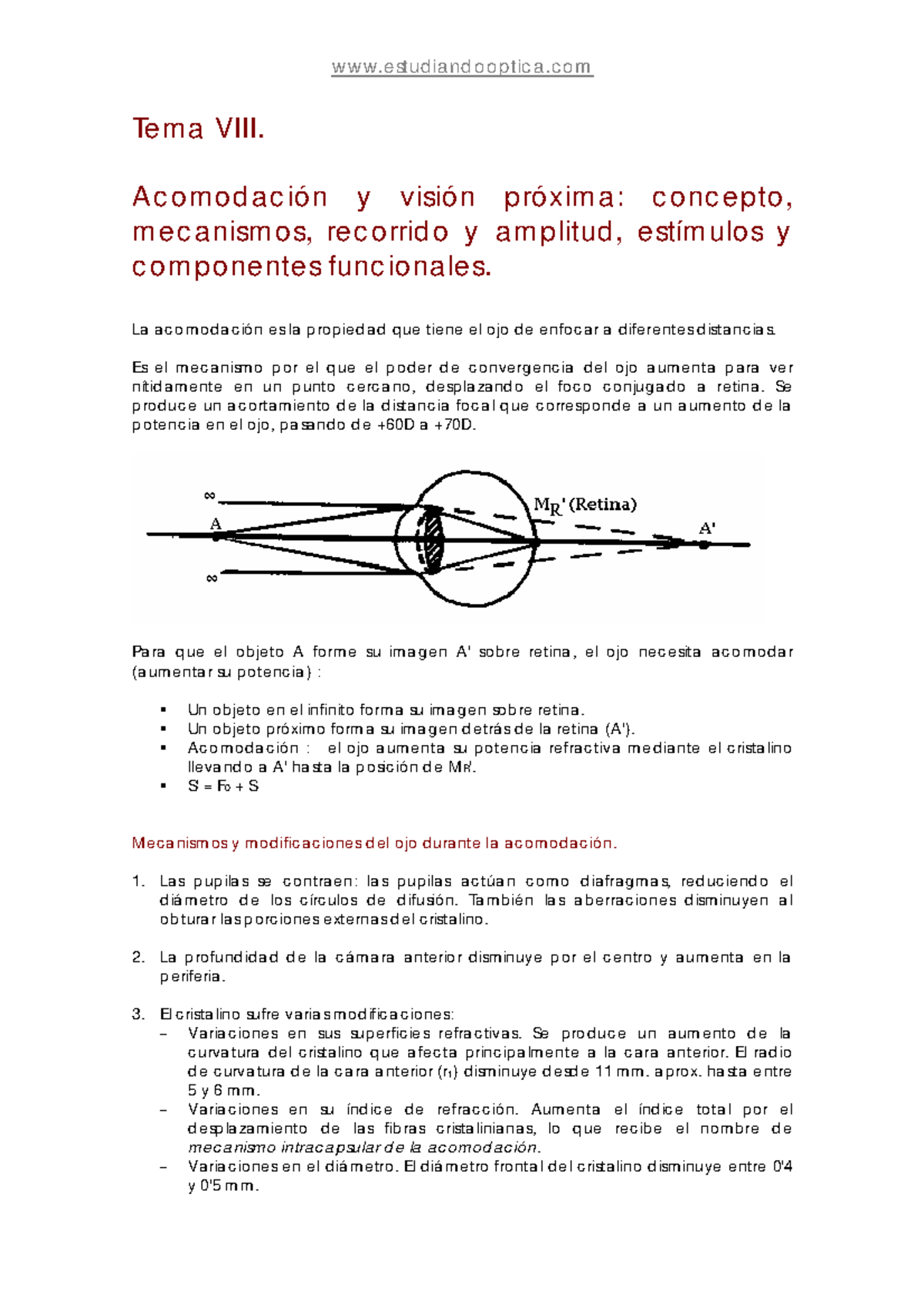 morfologia, optometria - Tema VIII. Acomodación y visión próxima ...