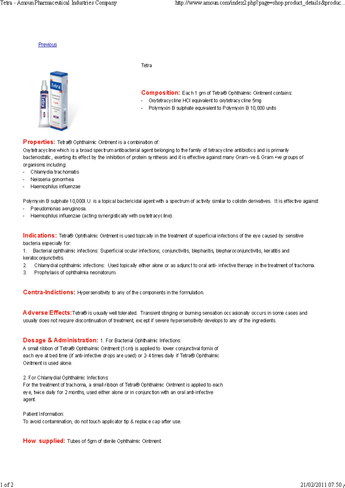 Tetra - Amoun Pharmaceutical Industries Company - Previous Tetra ...