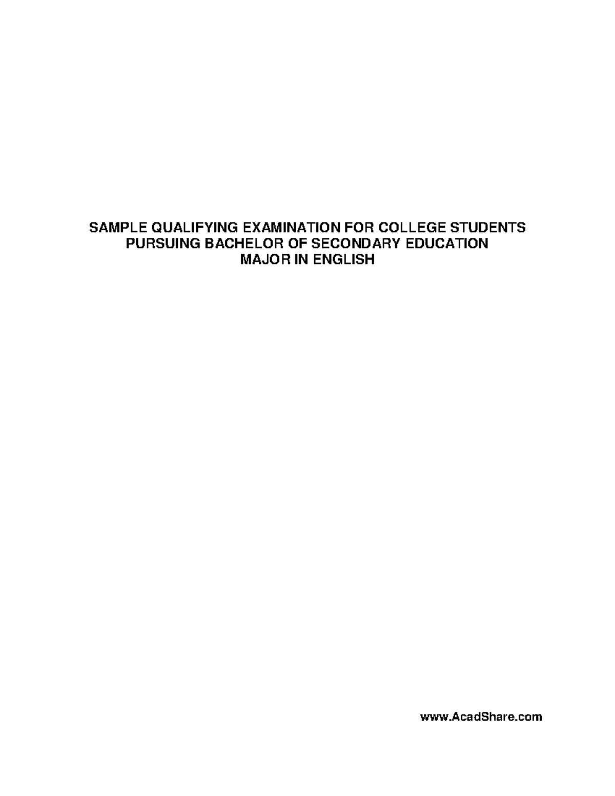 Qualifying Examination Reviewer for Secondary Education English ...