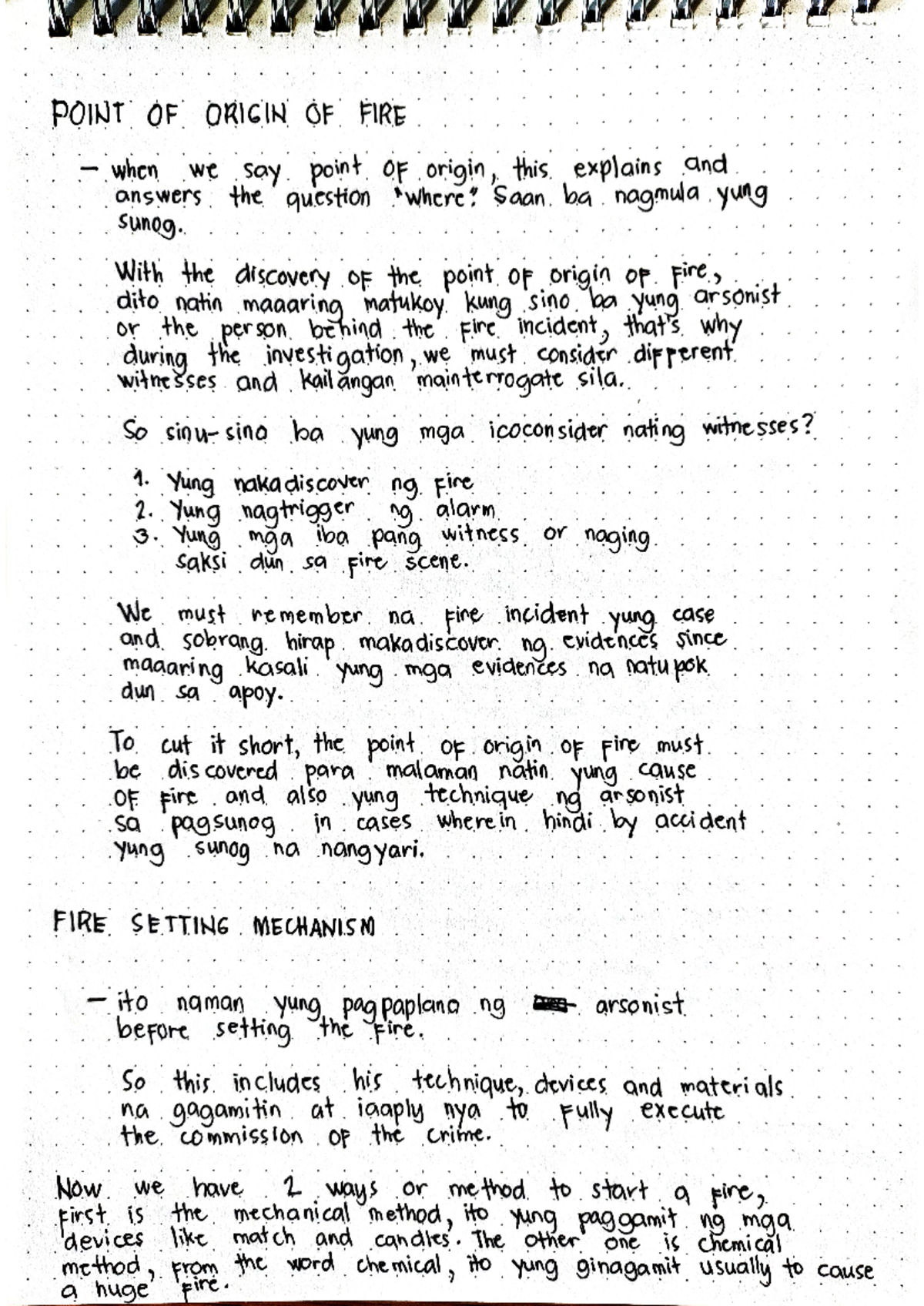 Drew - About criminology - POINT OF ORIGIN OF FIRE - when we say point ...