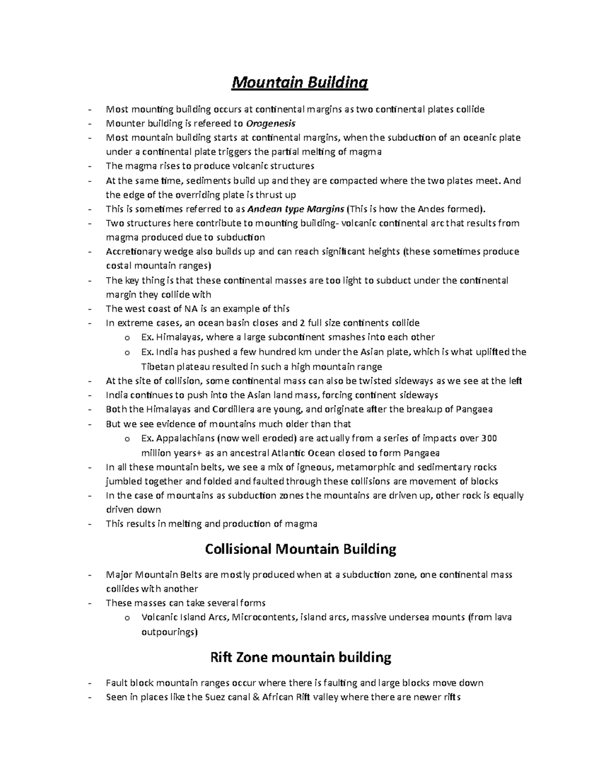 5. Mountain Building - Lecture notes 5 - Mountain Building Most ...