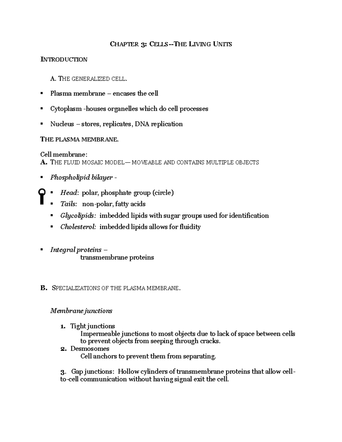Cells and Transport - CHAPTER 3: CELLS-THE LIVING UNITS INTRODUCTION A ...