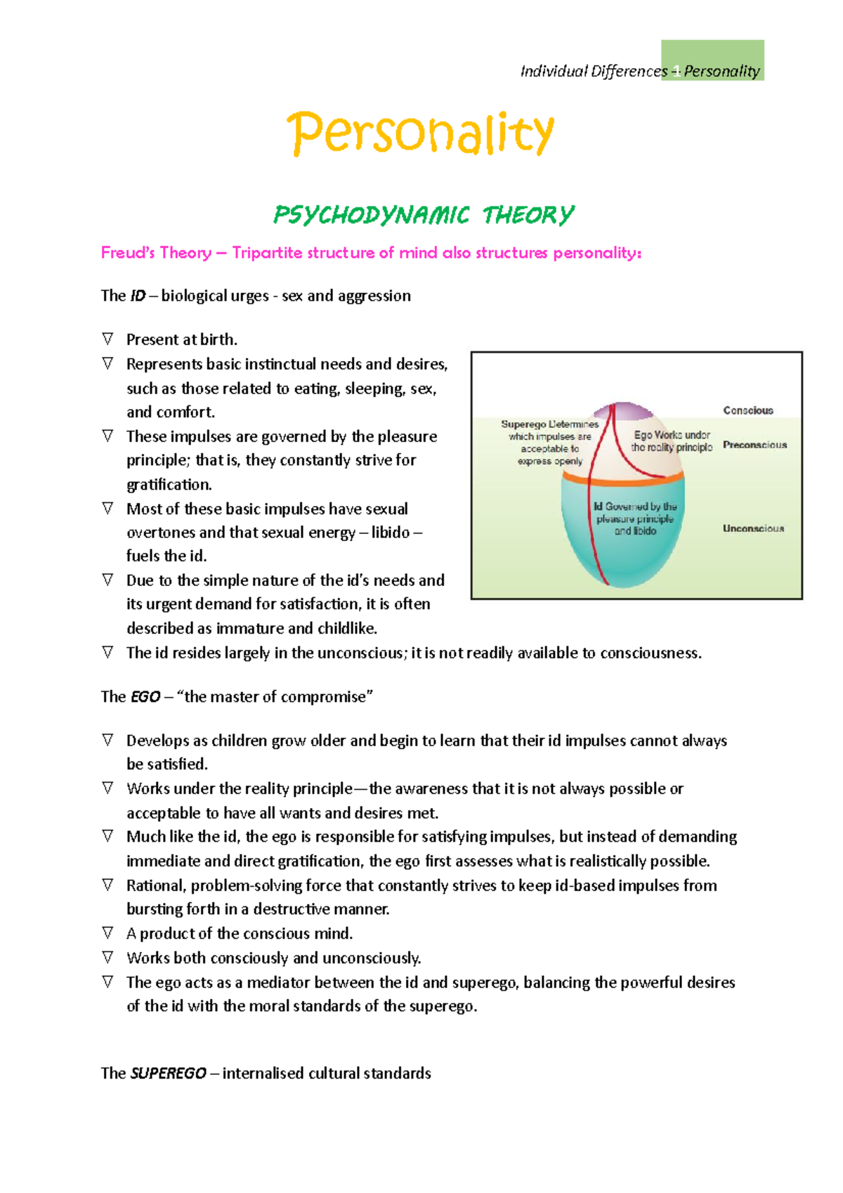 Psychodynamic Theory: Tripartite Structure of Mind and Personality ...