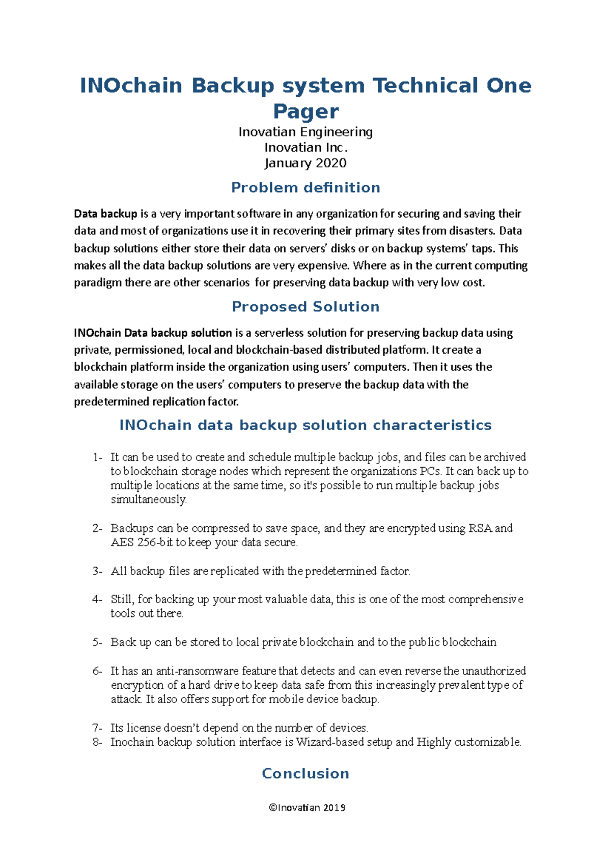 INOchain backup Technical one pager v1 - INOchain Backup system ...