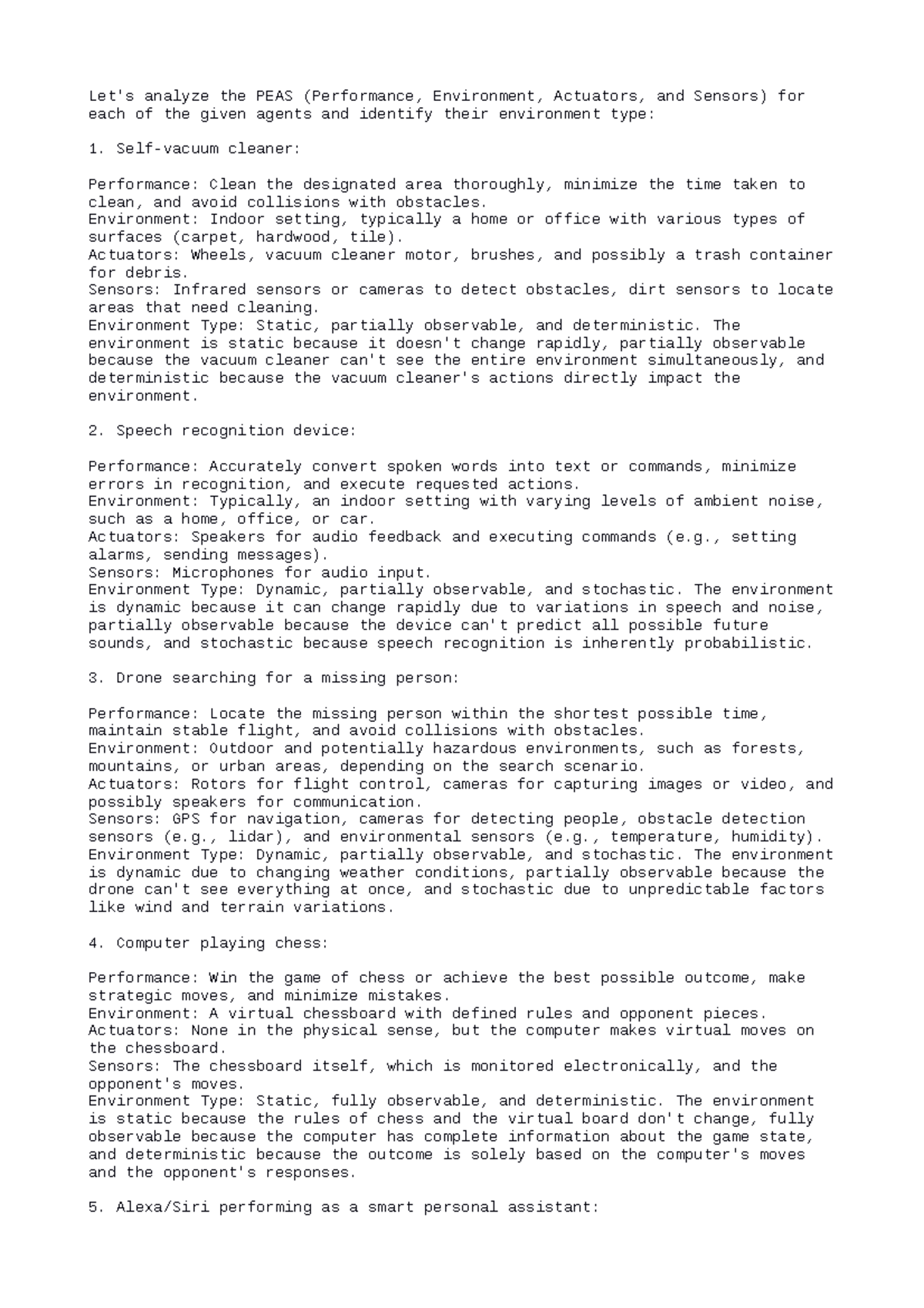 Disc Lecture Notes Lets Analyze The Peas Performance Environment Actuators And Sensors