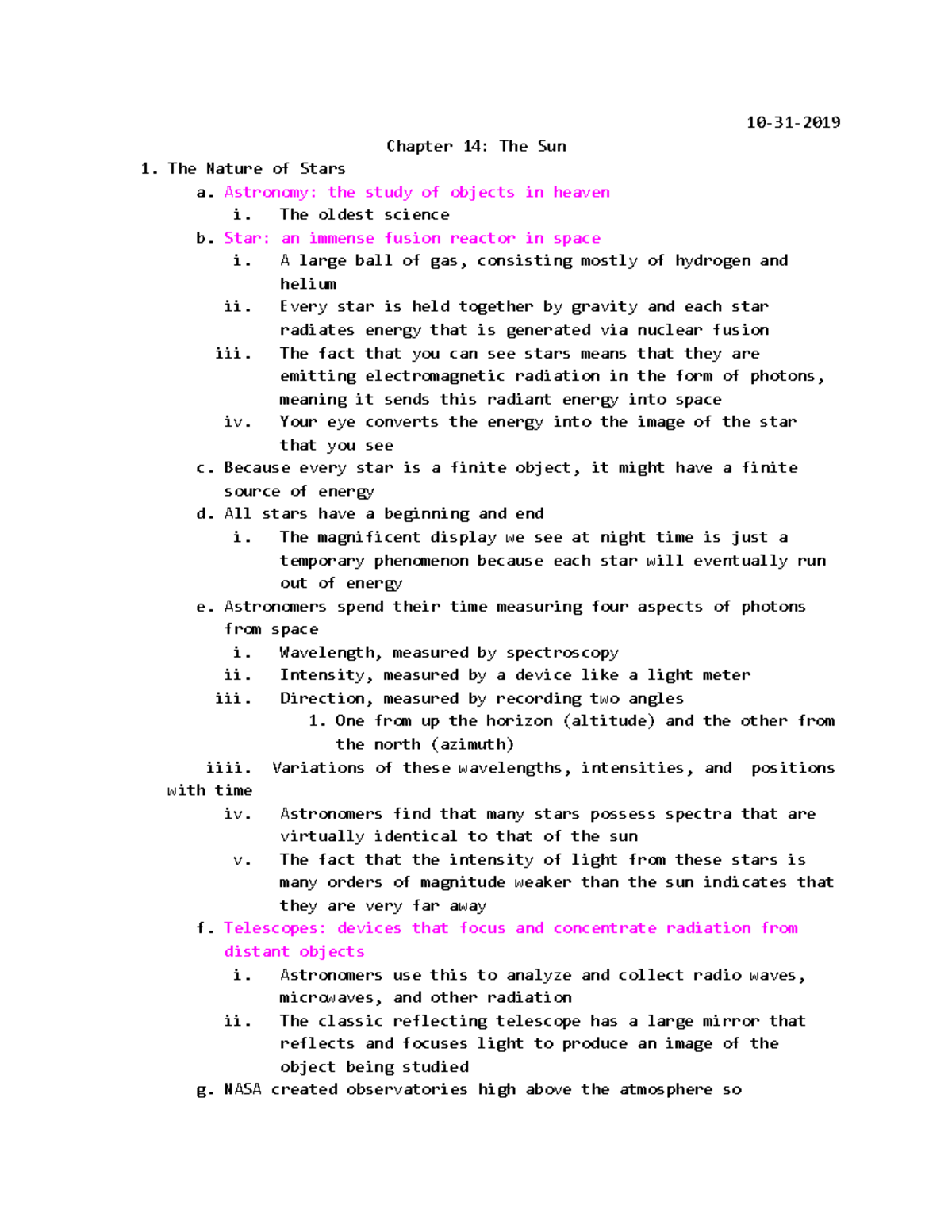 Chapter 14 - The Sun - 10-31- Chapter 14: The Sun The Nature of Stars a ...