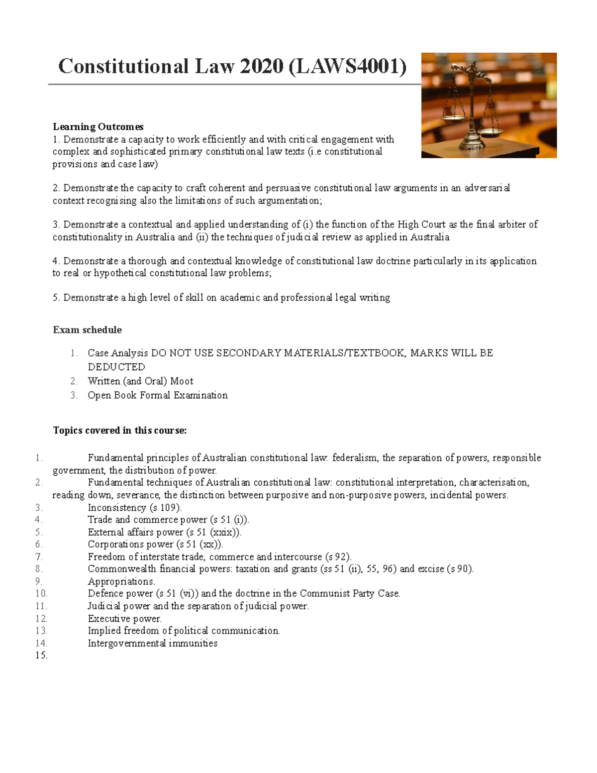 Constitutinoal law notes 31 - Constitutional Law 2020 (LAWS4001 ...
