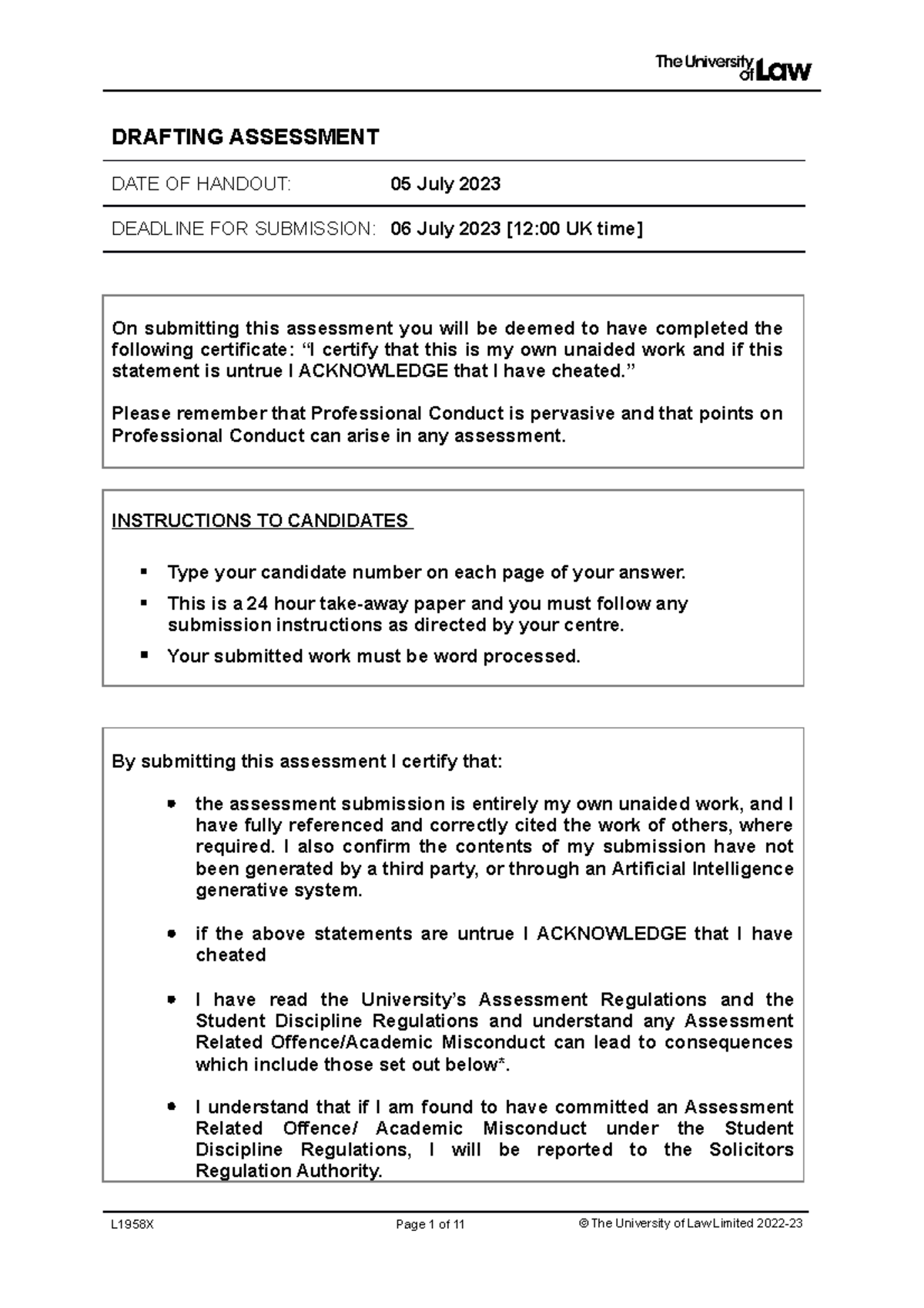 L1958X drafting Jun23 assessment Final - DRAFTING ASSESSMENT DATE OF ...