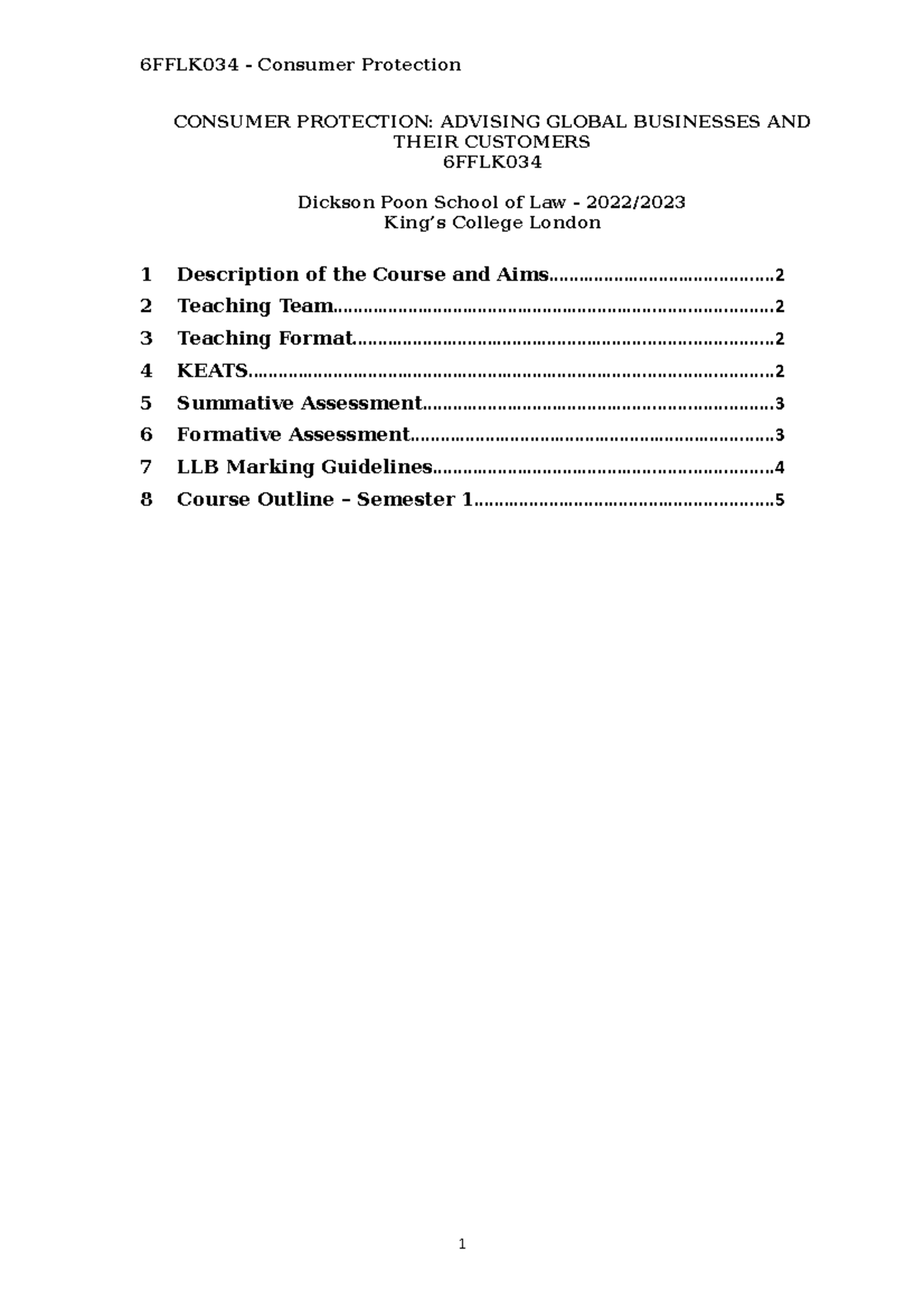 2022-23 Syllabus Outline - CONSUMER PROTECTION: ADVISING GLOBAL ...