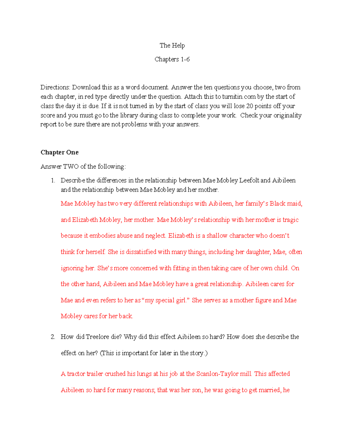 Honors US History - The Help Chapters 1-6 - The Help Chapters 1­6 - Studocu