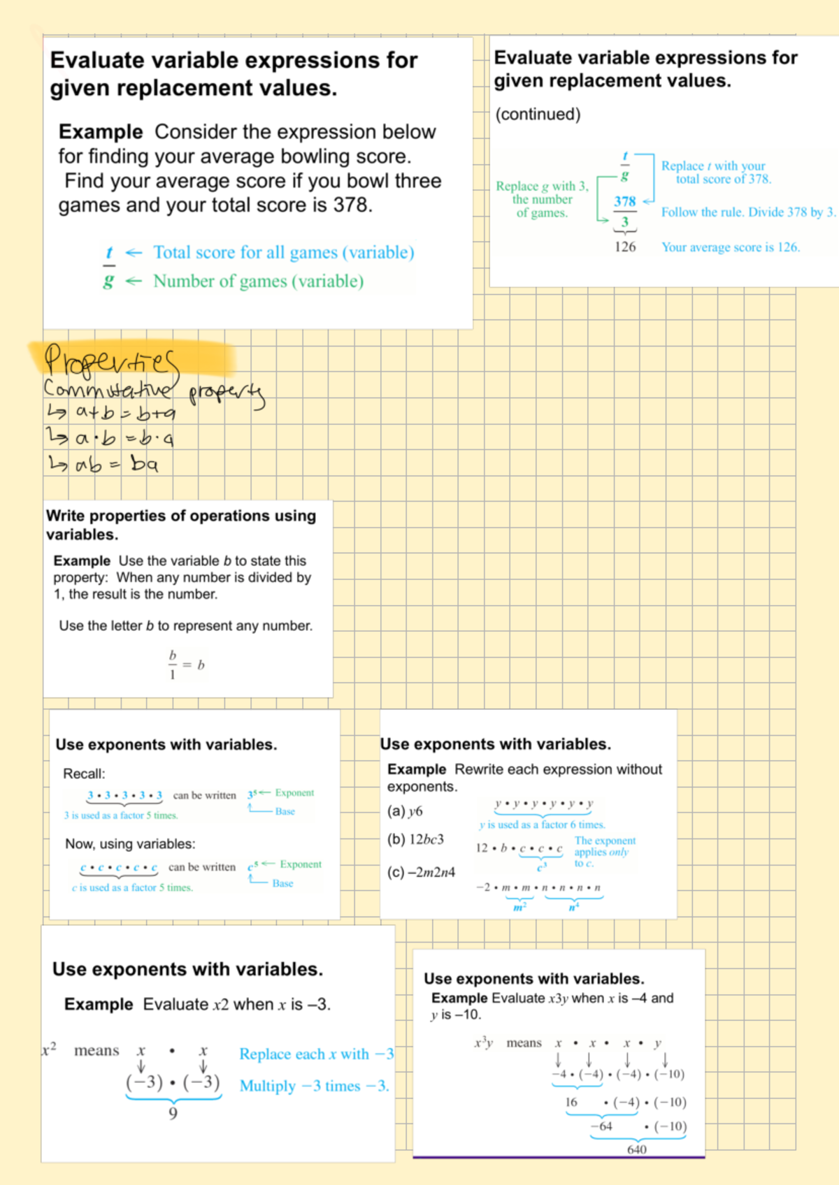 Essential math az D - notes - Evaluate variable expressions for ...