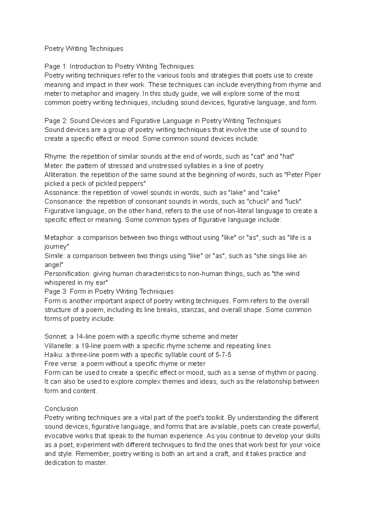 Poetry Writing Techniques - These techniques can include everything ...