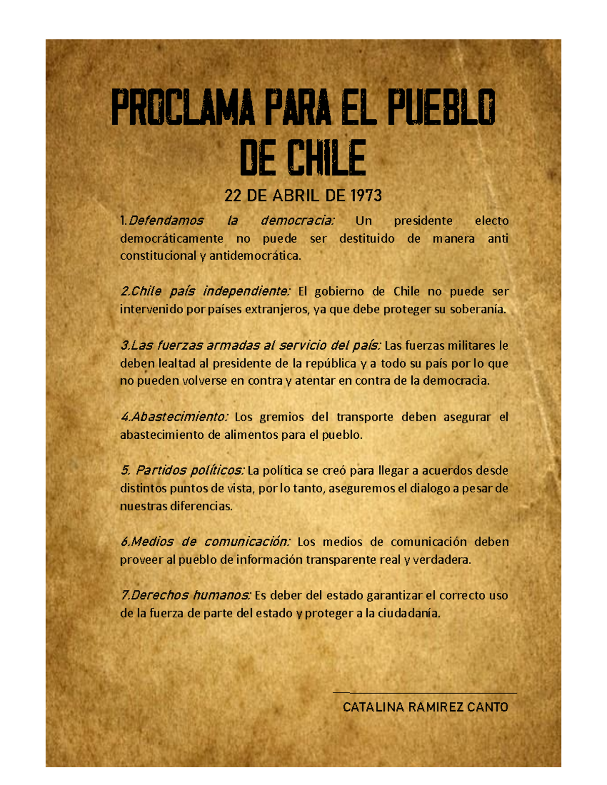 Proclama - PROCLAMA PARA EL PUEBLO DE CHILE 22 DE ABRIL DE 1973 1 la ...