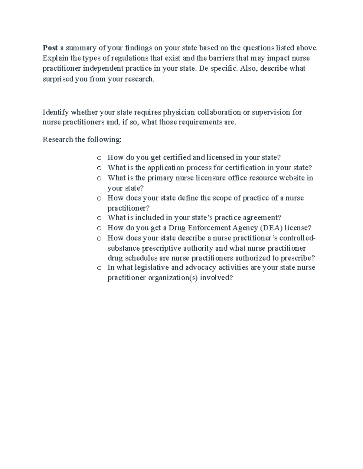 Week 1 discussion main post - Post a summary of your findings on your ...