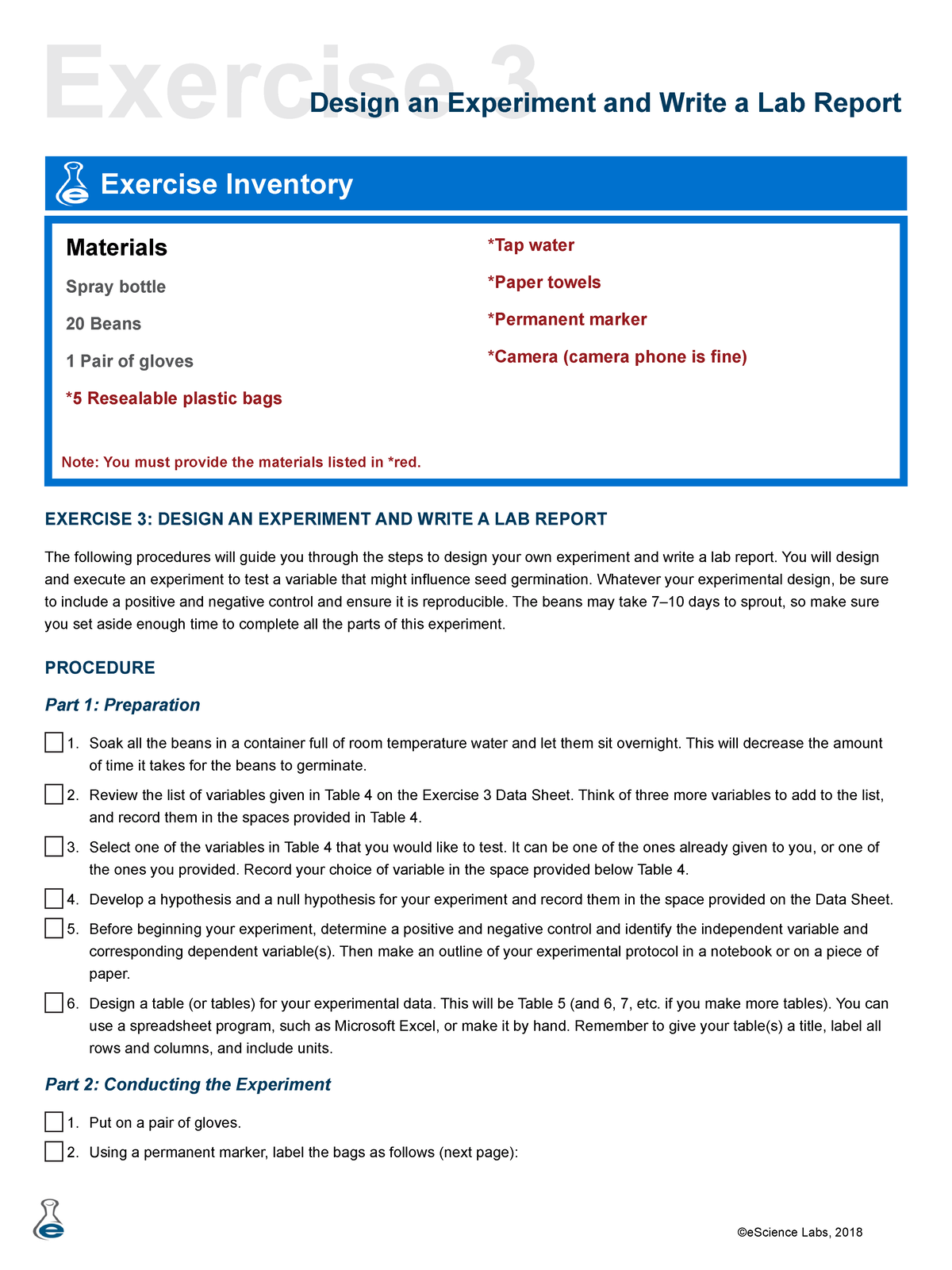 Design Experiment - Exercise 3Design an Experiment and Write a Lab ...