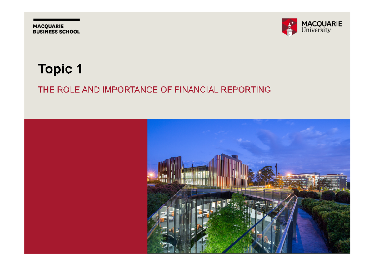 Topic 1 Answers - Answer for Financial Reporting lecture. - Topic 1 THE ...
