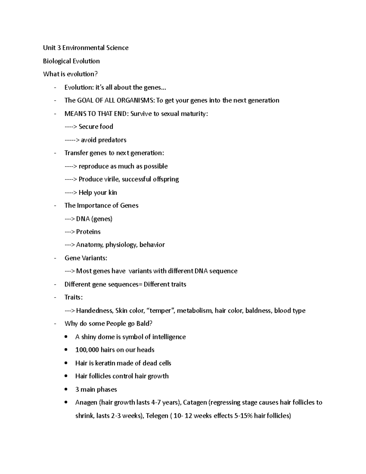 Environmental Science unit 3: Biological Evolution and Ecosystem ...
