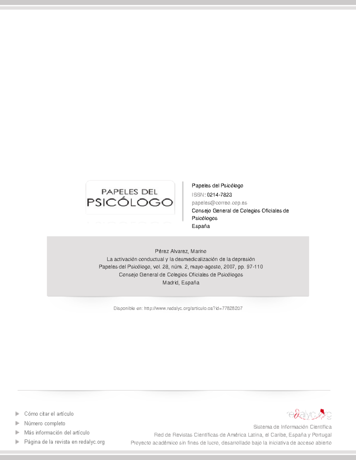 77828207 - fdsafdsa - Papeles del Psicólogo ISSN: 0214- papeles@correo ...