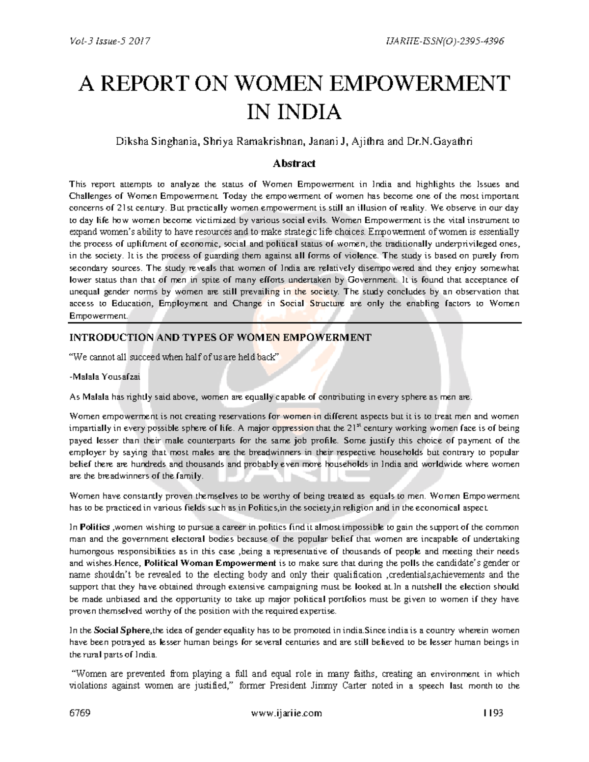A Report ON Women Empowerment IN India Aicte - A REPORT ON WOMEN ...
