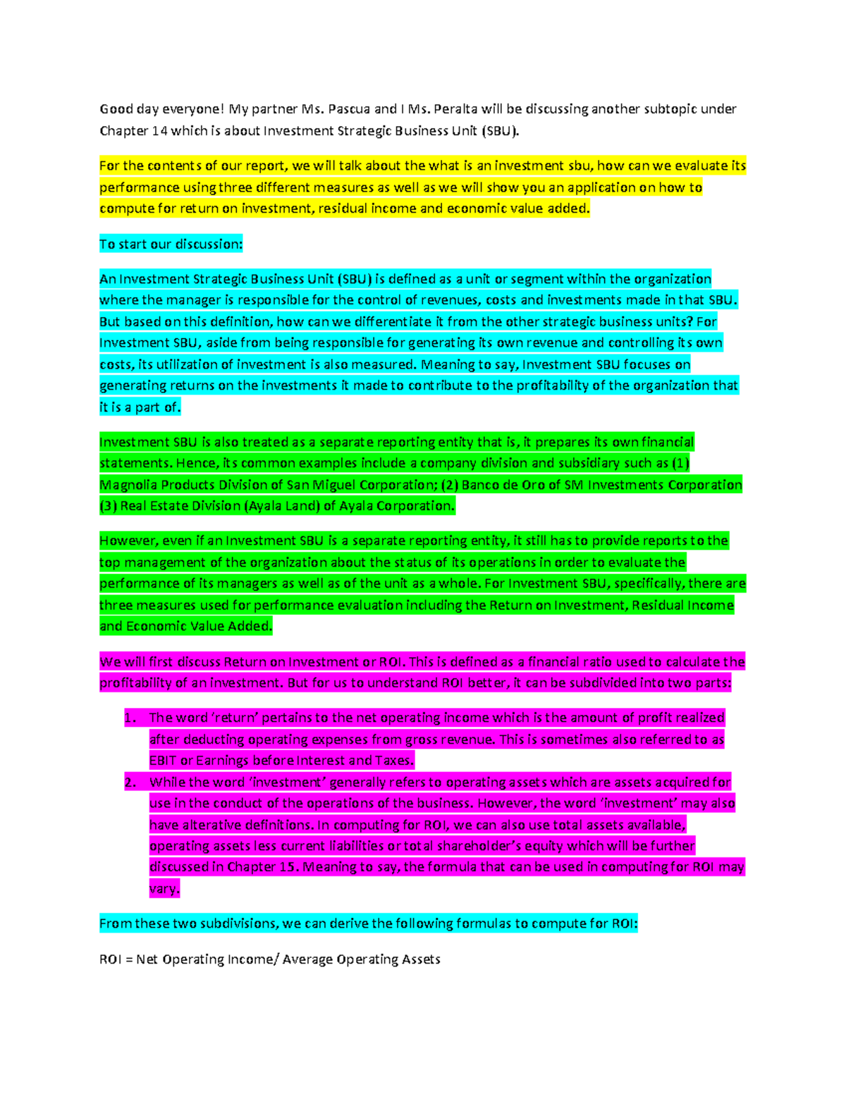 Explanation - sample - Good day everyone! My partner Ms. Pascua and I ...