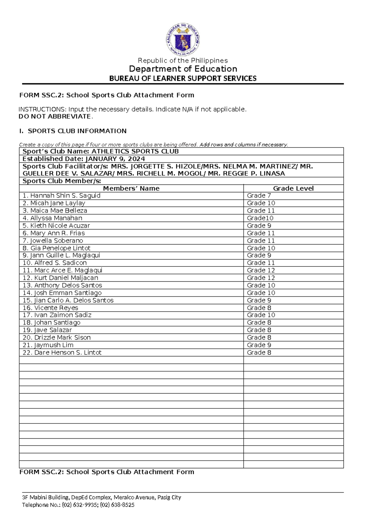 FORM-SSC.2-School-Sports-Club-Attachment-Form-v1 - Republic of the Philippines Department of ...
