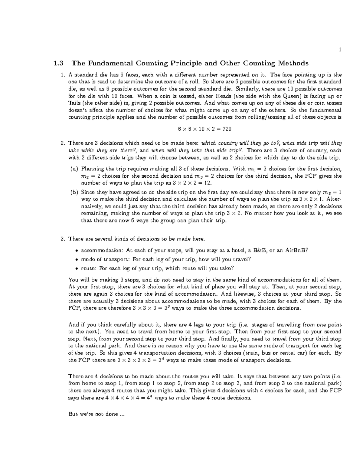 Sol1 3 - Sol1 3 - 1 The Fundamental Counting Principle and Other Counting Methods A standard die ...