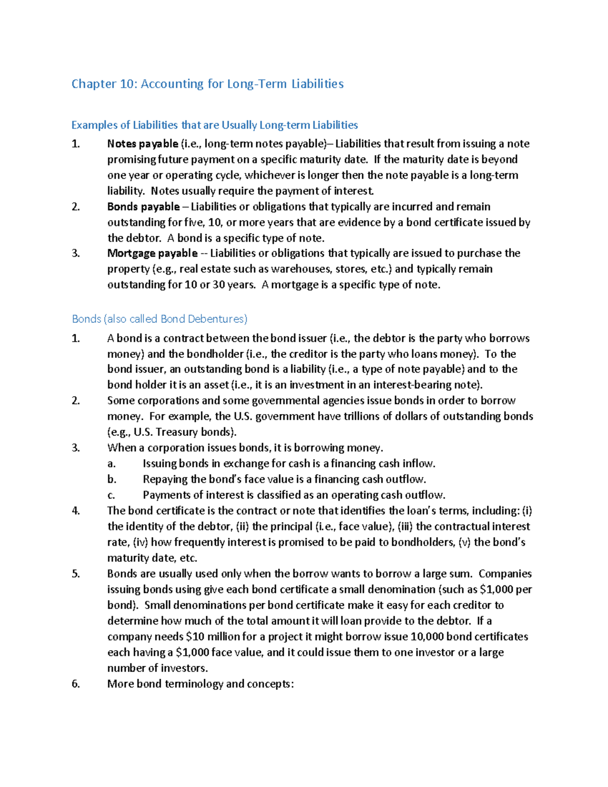 Chapter 10 pg 1 - Chapter 10: Accounting for Long-Term Liabilities ...