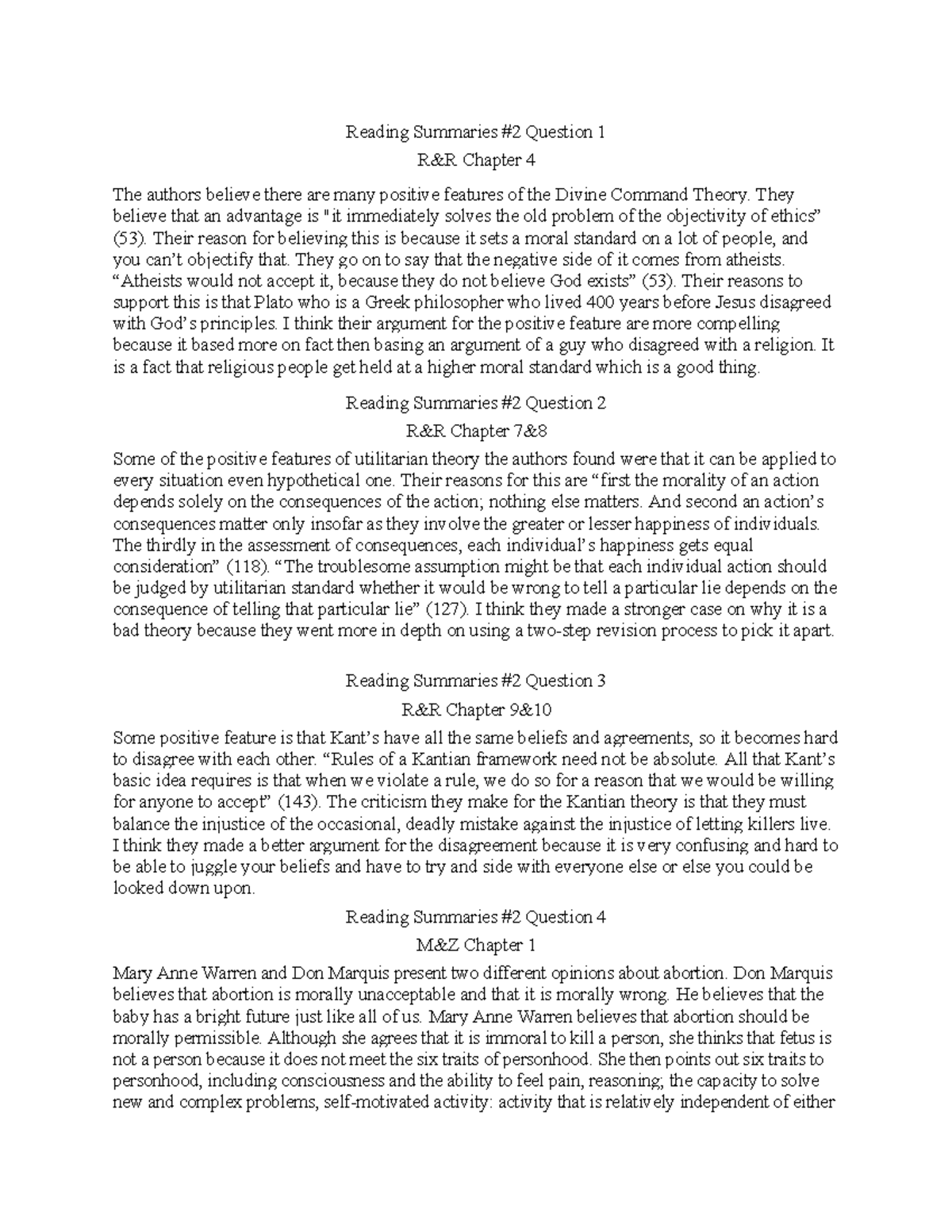 Reading Summary #2 - coursework from the book with notes - Reading ...