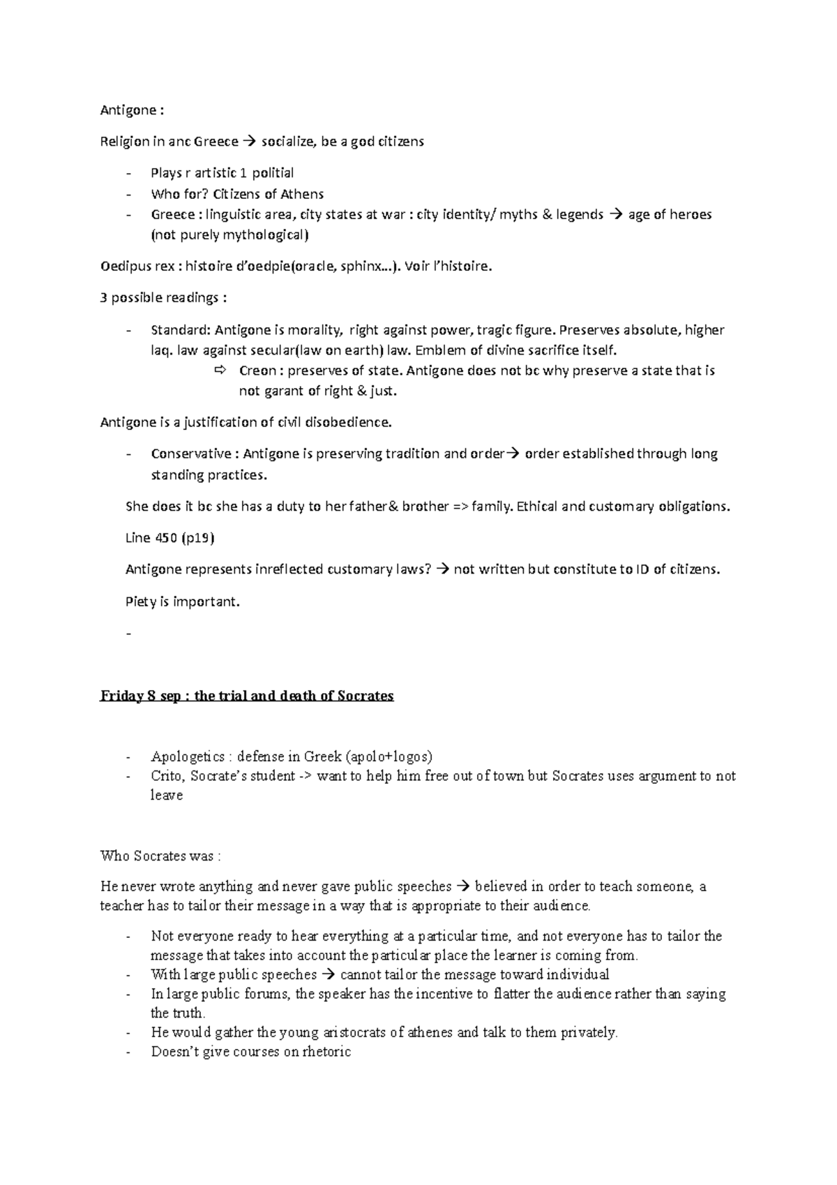 Poli 231 notes draft - poli - Antigone : Religion in anc Greece ...