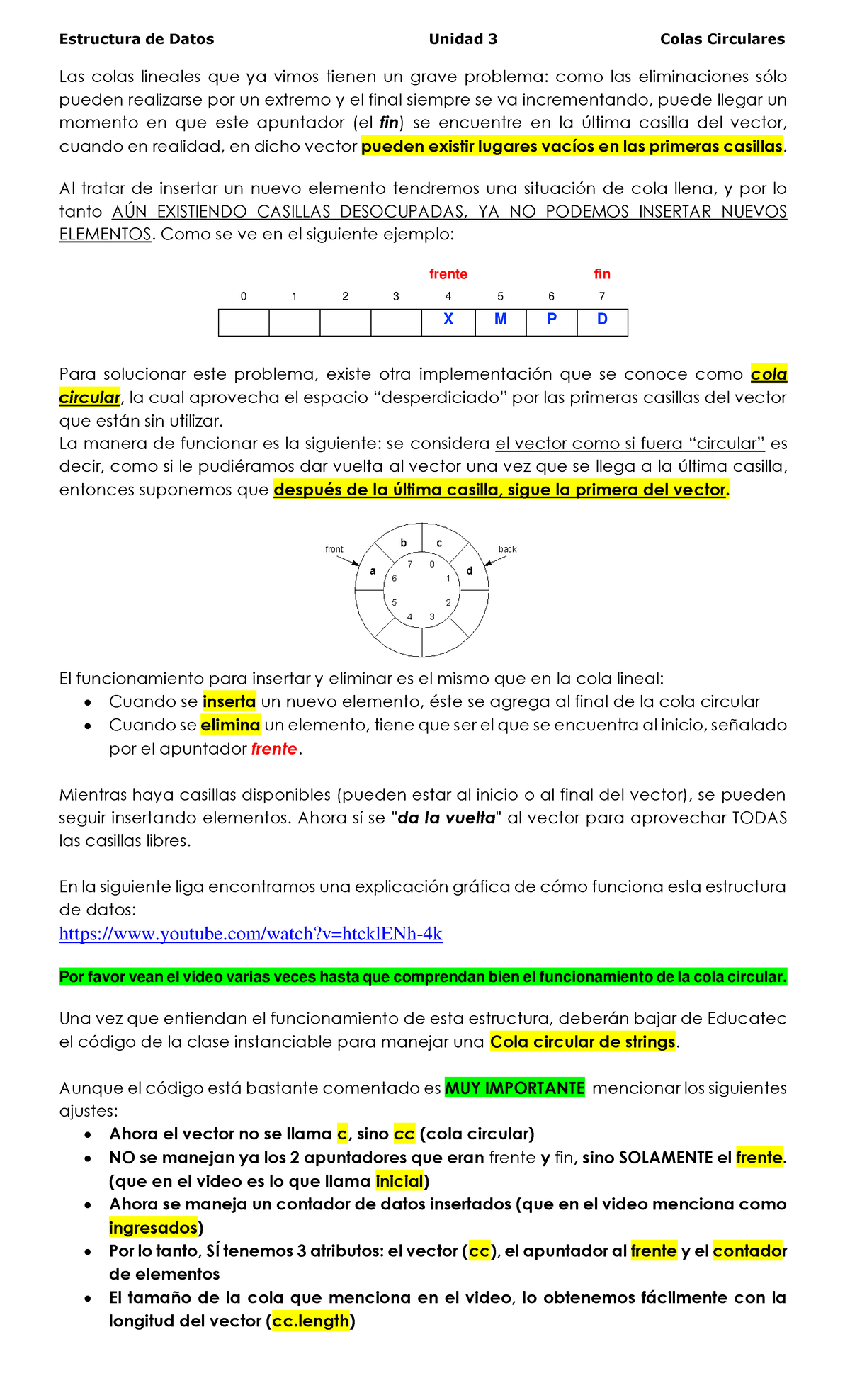 Cola Circular - Clase completa - Estructura de Datos Unidad 3 Colas ...