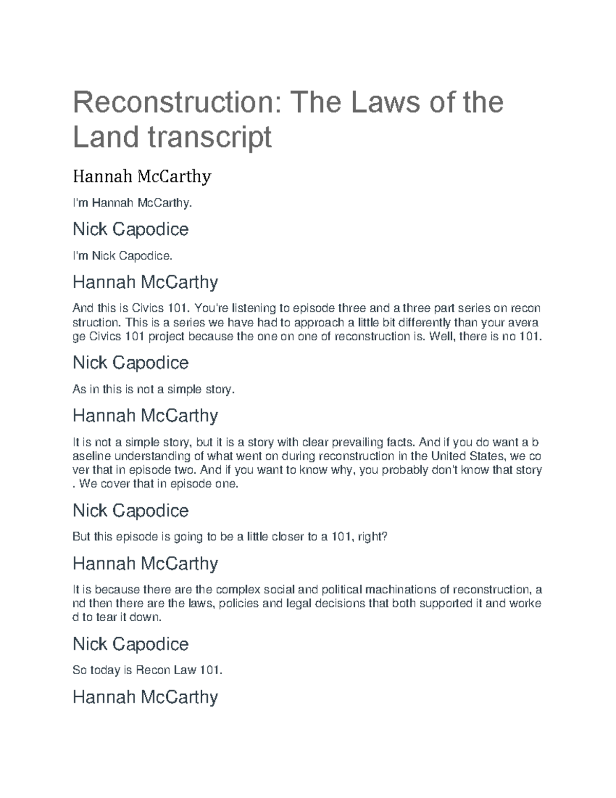 Reconstruction - Notes - Reconstruction: The Laws of the Land ...