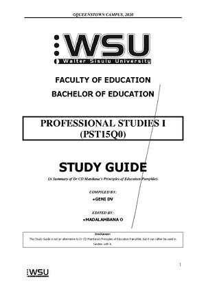 PST15Q0 - WSU - Professional studies - Studocu