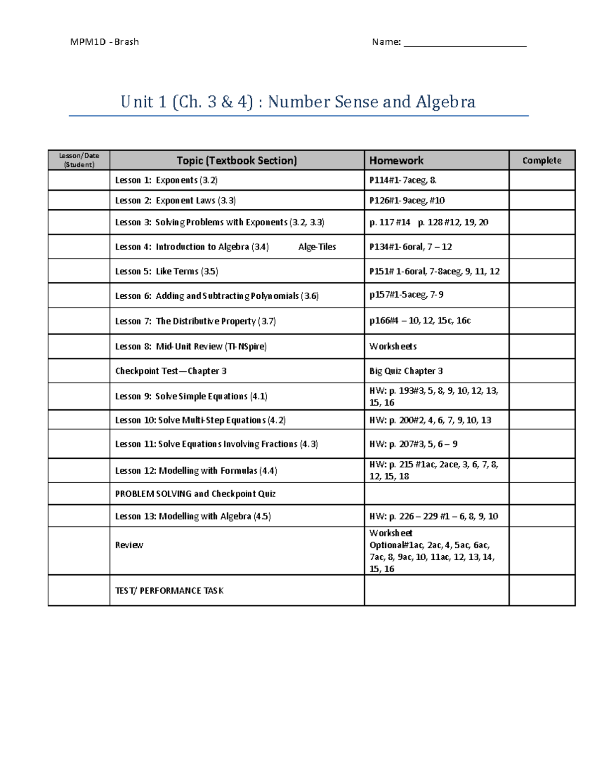 Unit 01, Outline - Practice - MPM1D - Brash Name ...