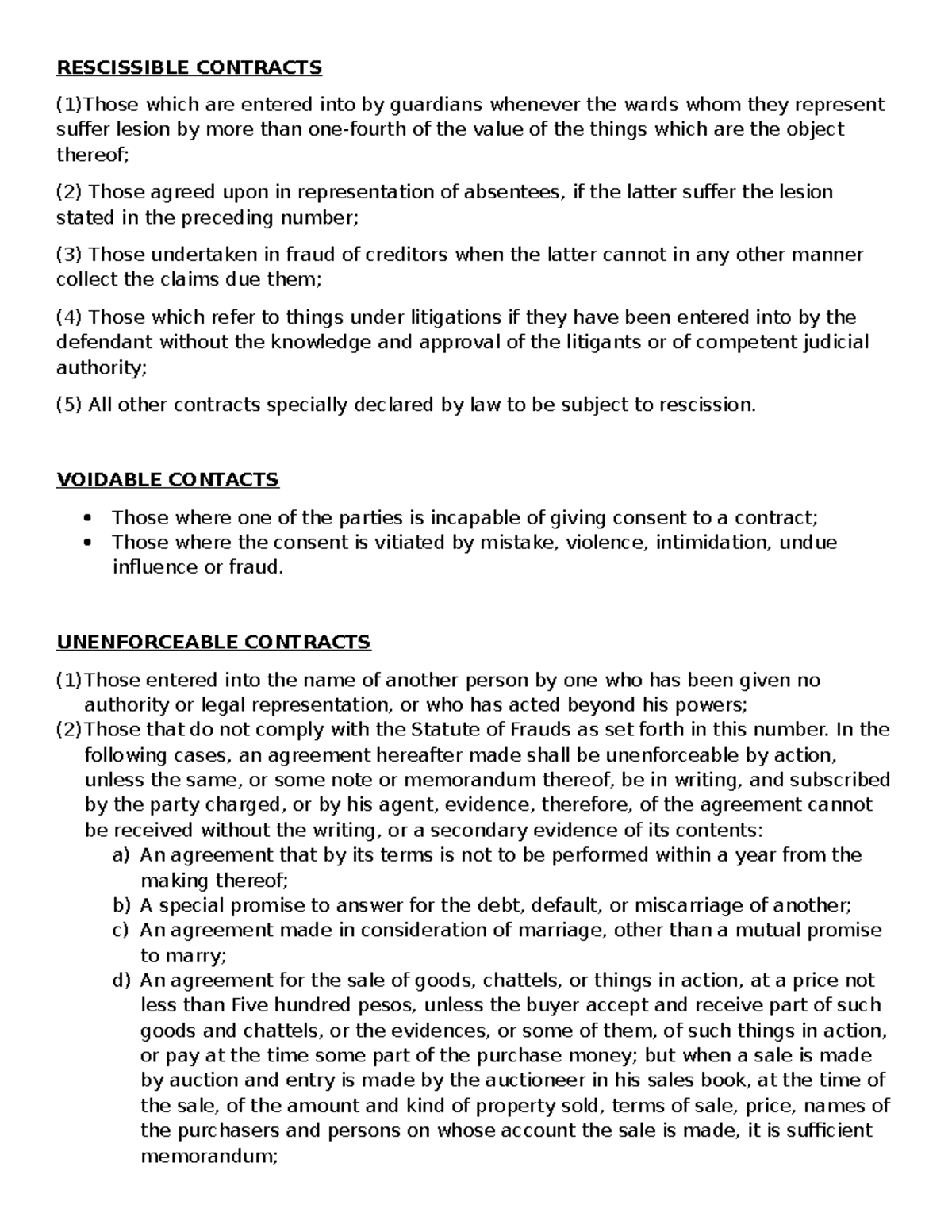 Contrax - Contracts - RESCISSIBLE CONTRACTS (1)Those which are entered ...