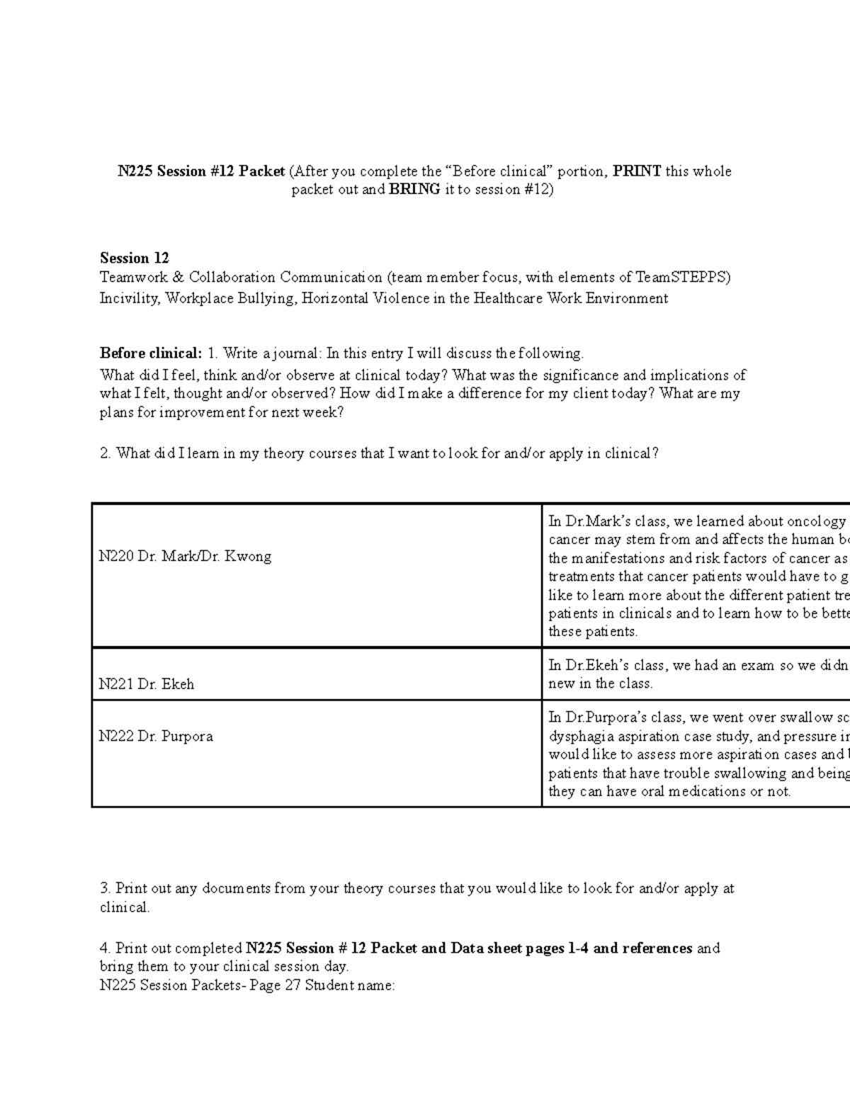 N225 Session #12 Packet - N225 Session #12 Packet (After you complete ...