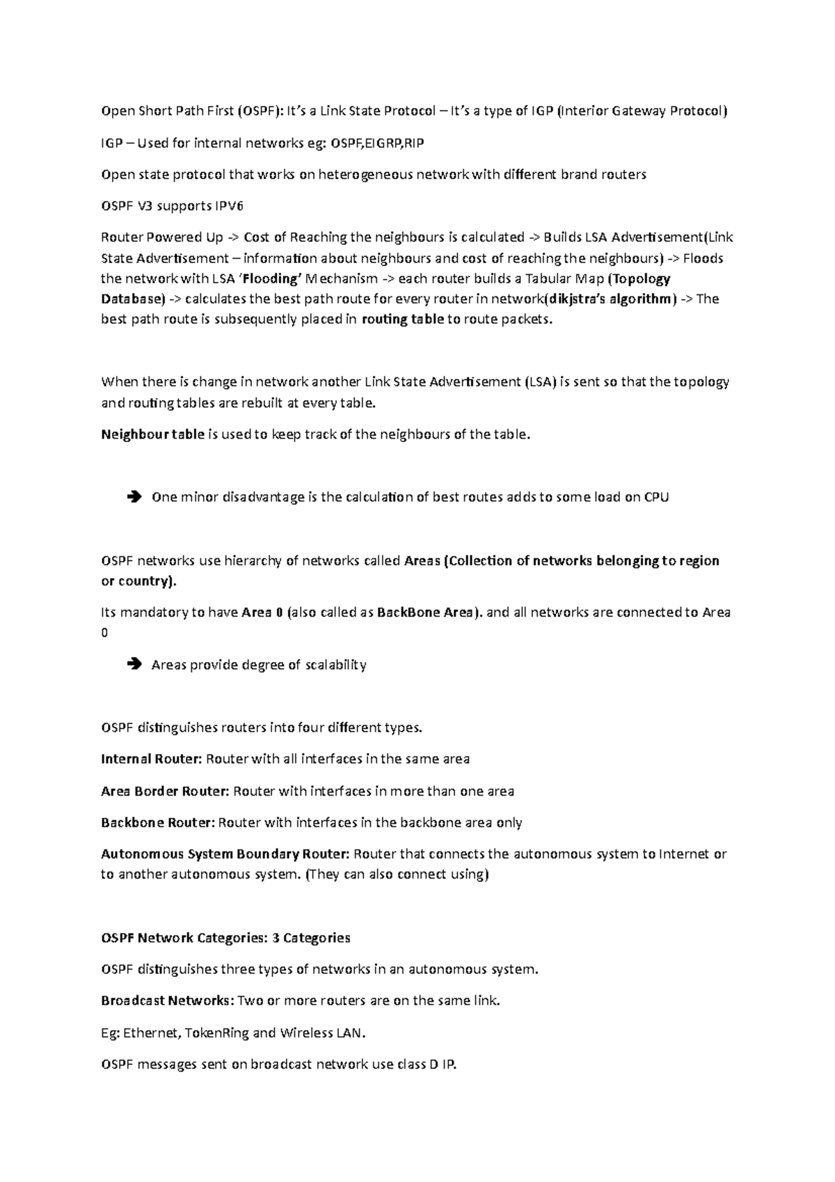 M3 notes - RIP v2 - Open Short Path First (OSPF): It’s a Link State ...
